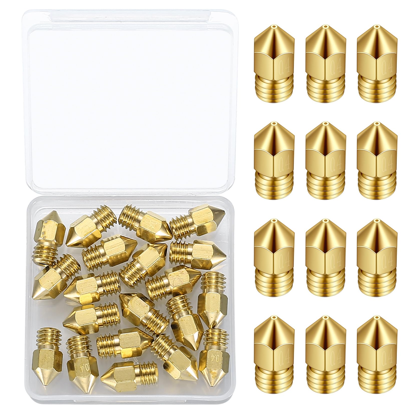 For MK8 Ender 3 Nozzles, 20 Pcs 0.4mm 3D Printer Brass Hotend Nozzles ...