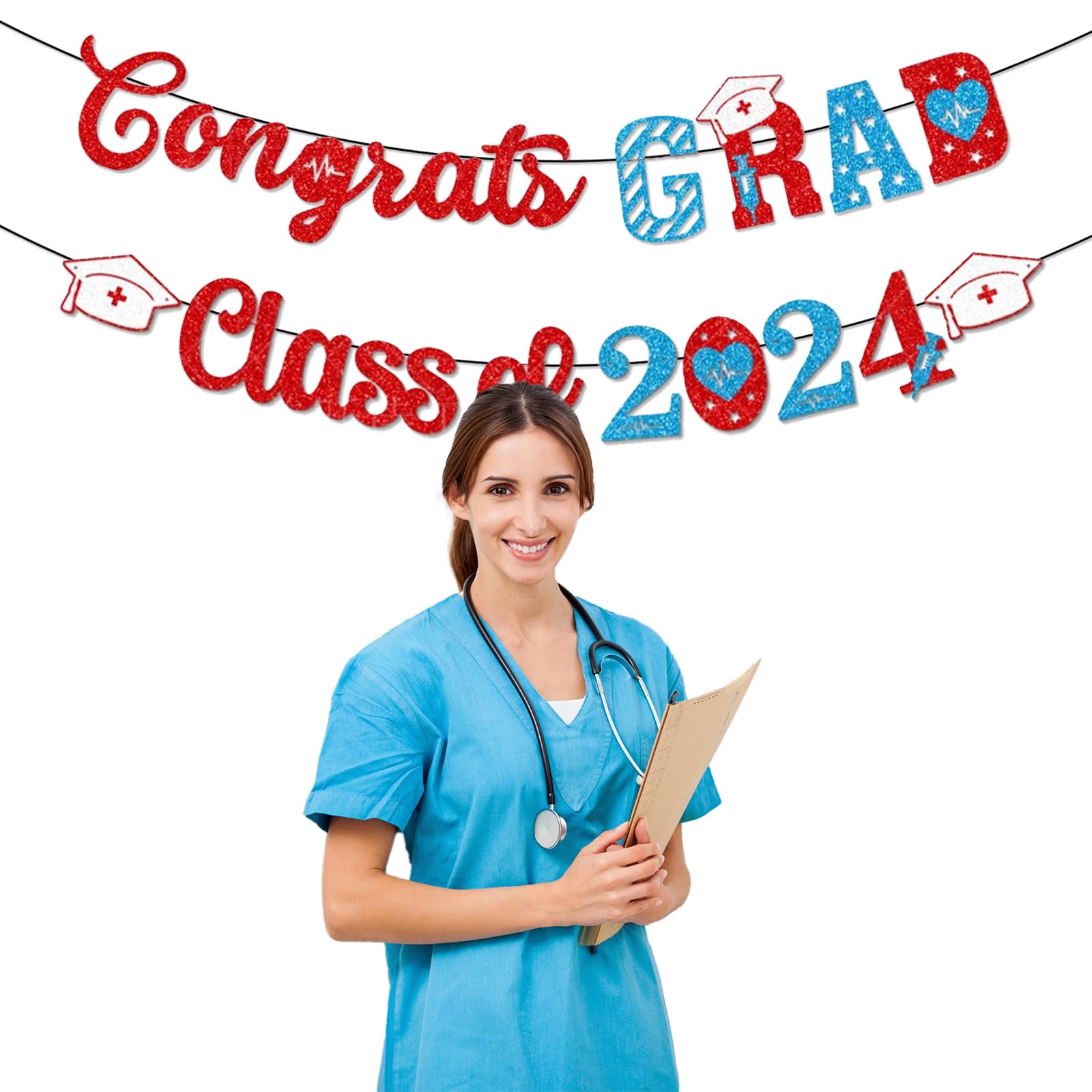 Nurse Decorations Buy Blue Glitter Congratulations Banner, Congrats ...
