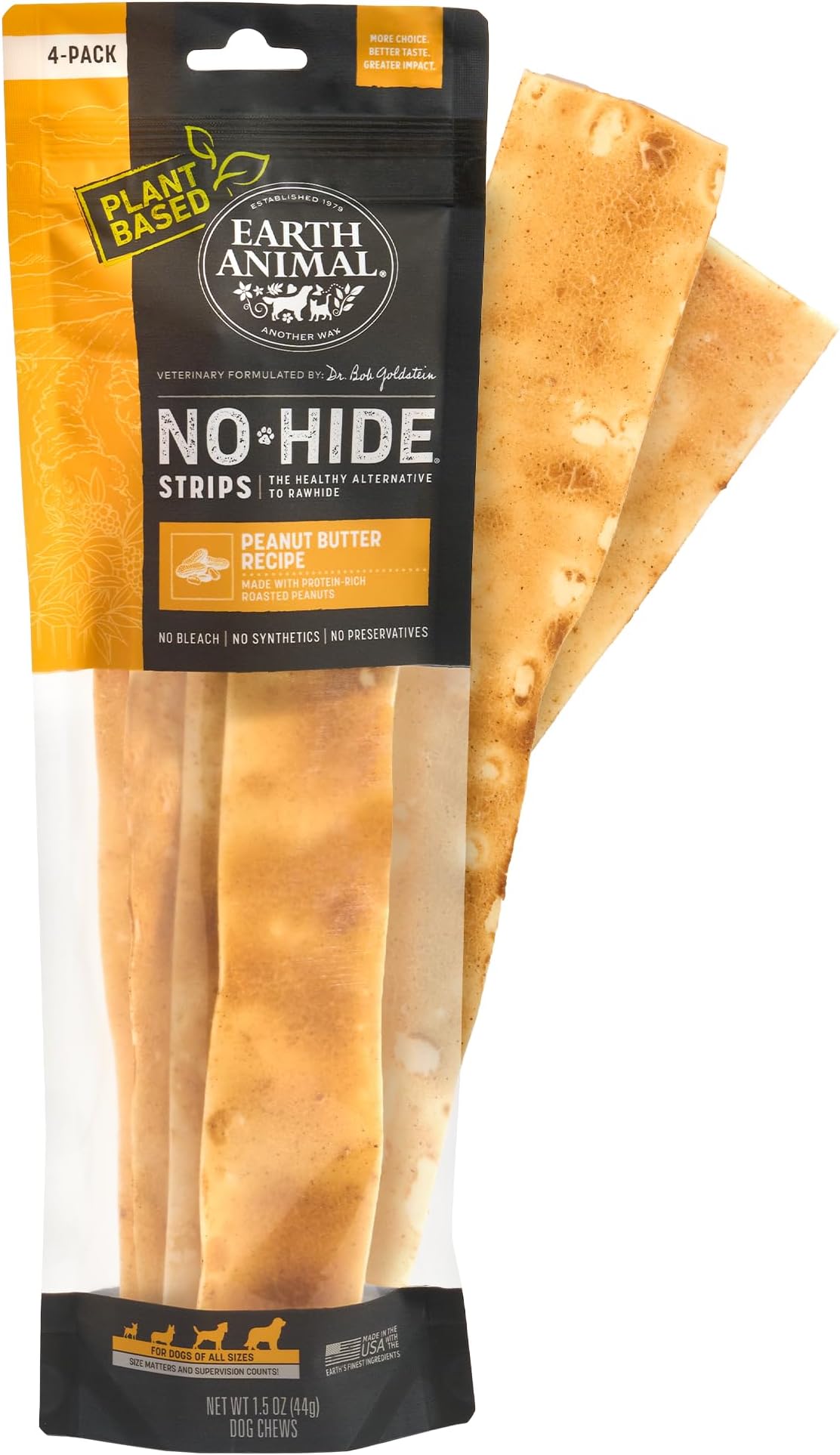Amazon.com : Earth Animal No Hide Strips Peanut Butter Flavored ...