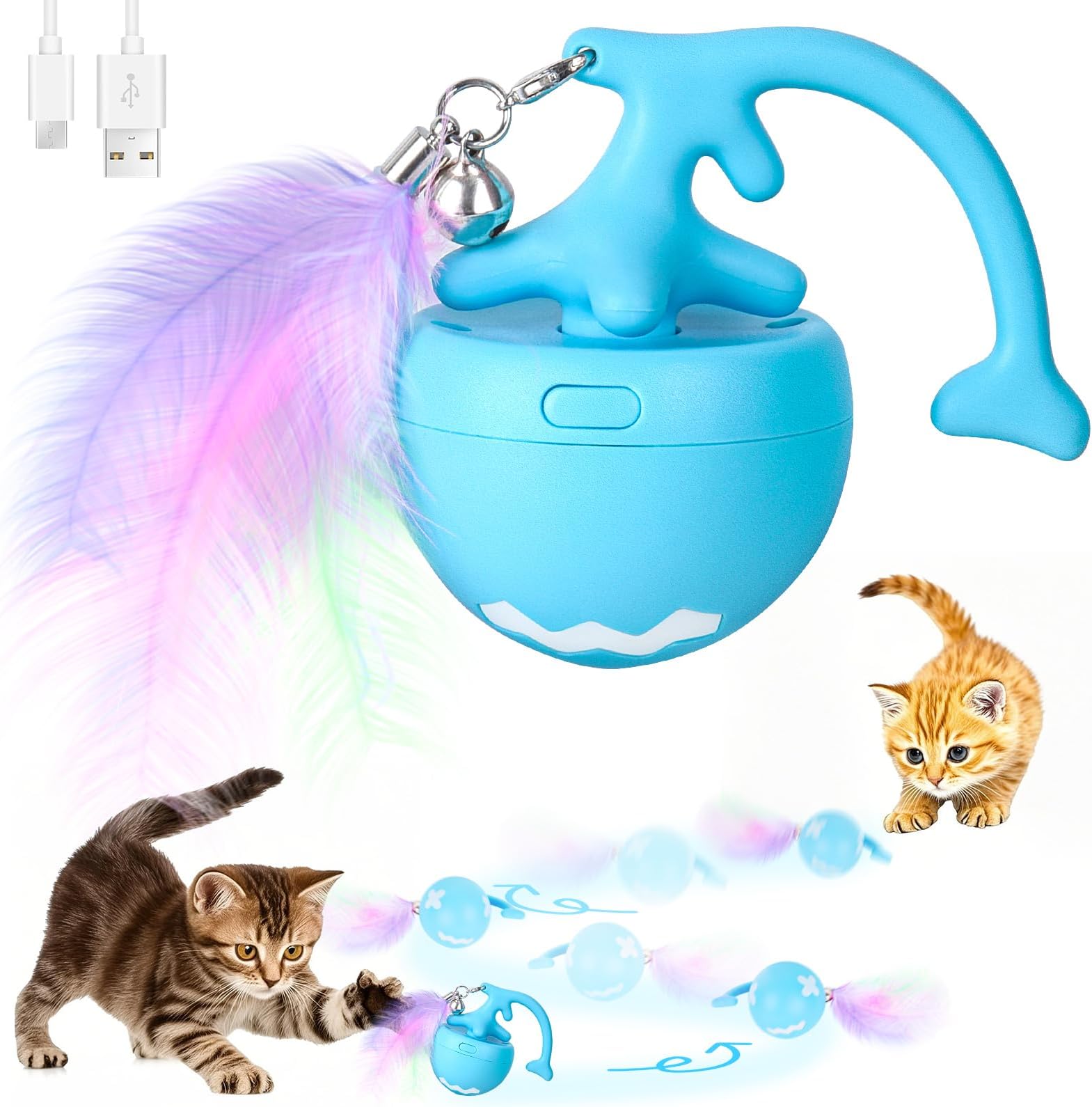 Amazon.com : rolaroki Automatic Cat Toys for Indoor Cats - Self Play ...