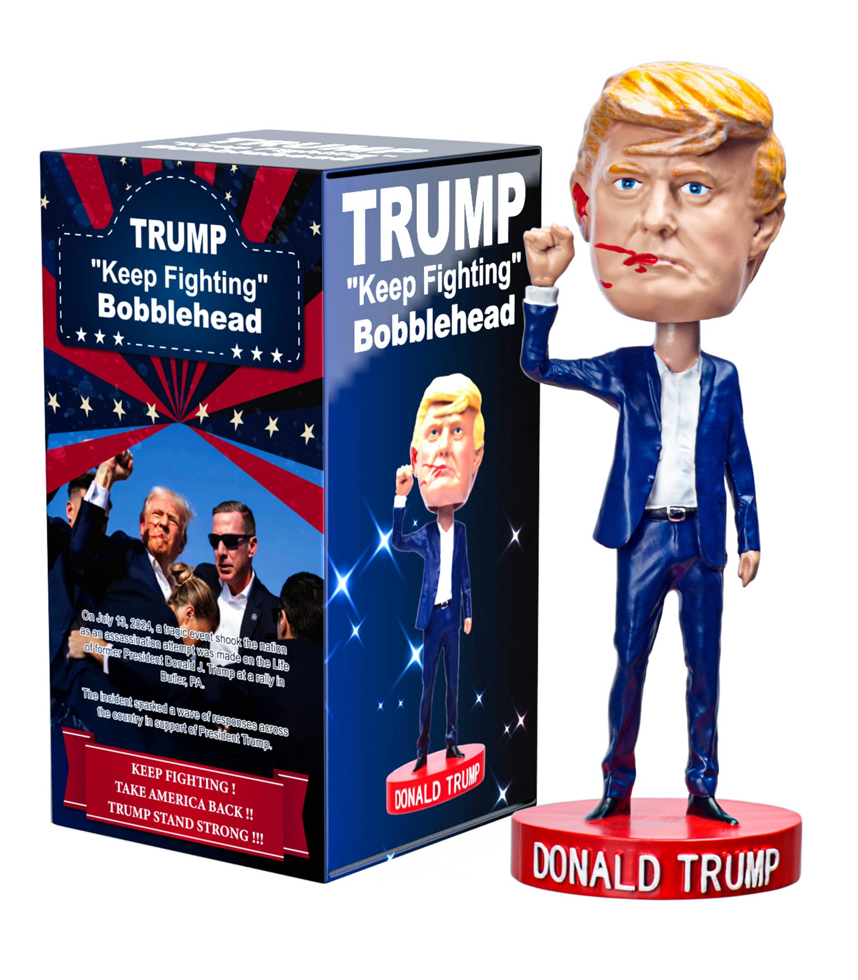Amazon.com: WENTAOWULUE Trump Keep Fighting Bobblehead Trump ...