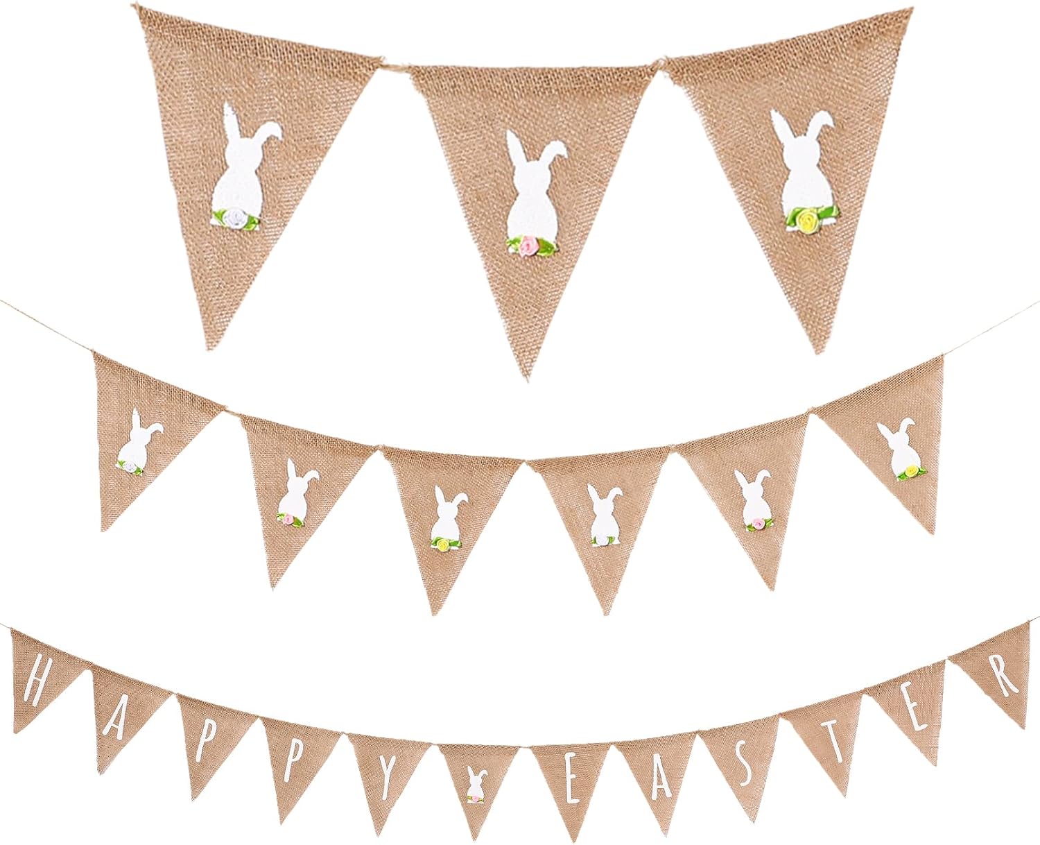 2 Piezas Banderines de Happy Easter Rústicos Banderines de Guirnalda de ...
