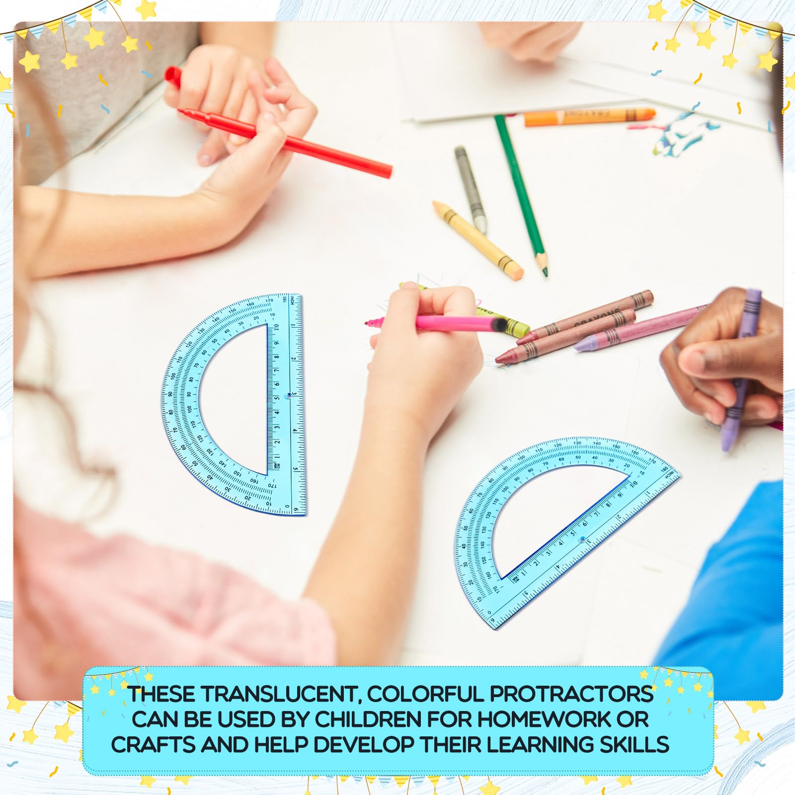 Snapklik.com : EBOOT Plastic Protractor Math Protractors 180 Degrees, 6 ...