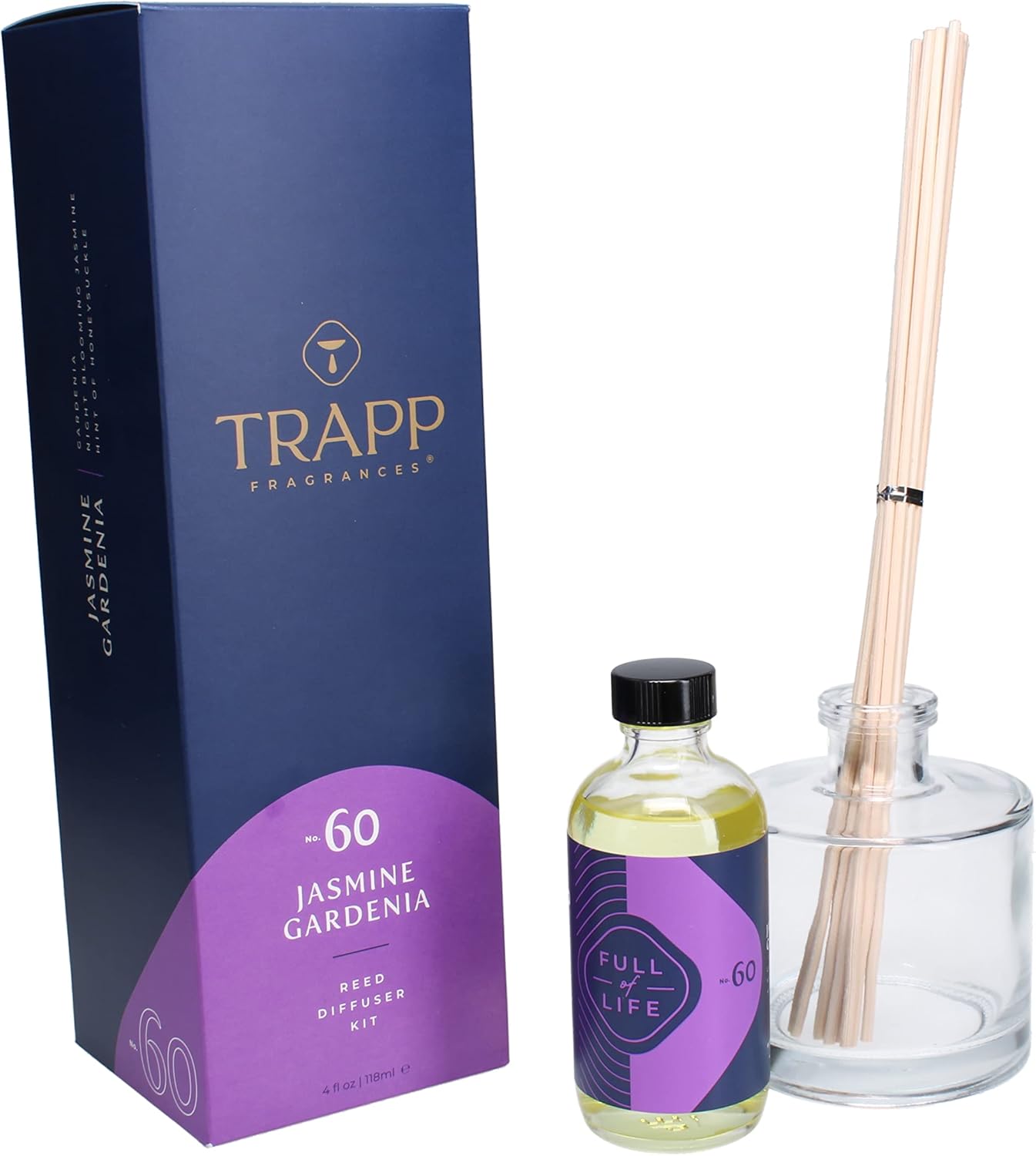 Amazon.com: Trapp - No. 60 Jasmine Gardenia - Reed Diffuser Kit - 2 ...