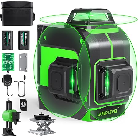 Huepar Bluetooth 4x360 Laser Level Set, LCD Green Laser Level with ...