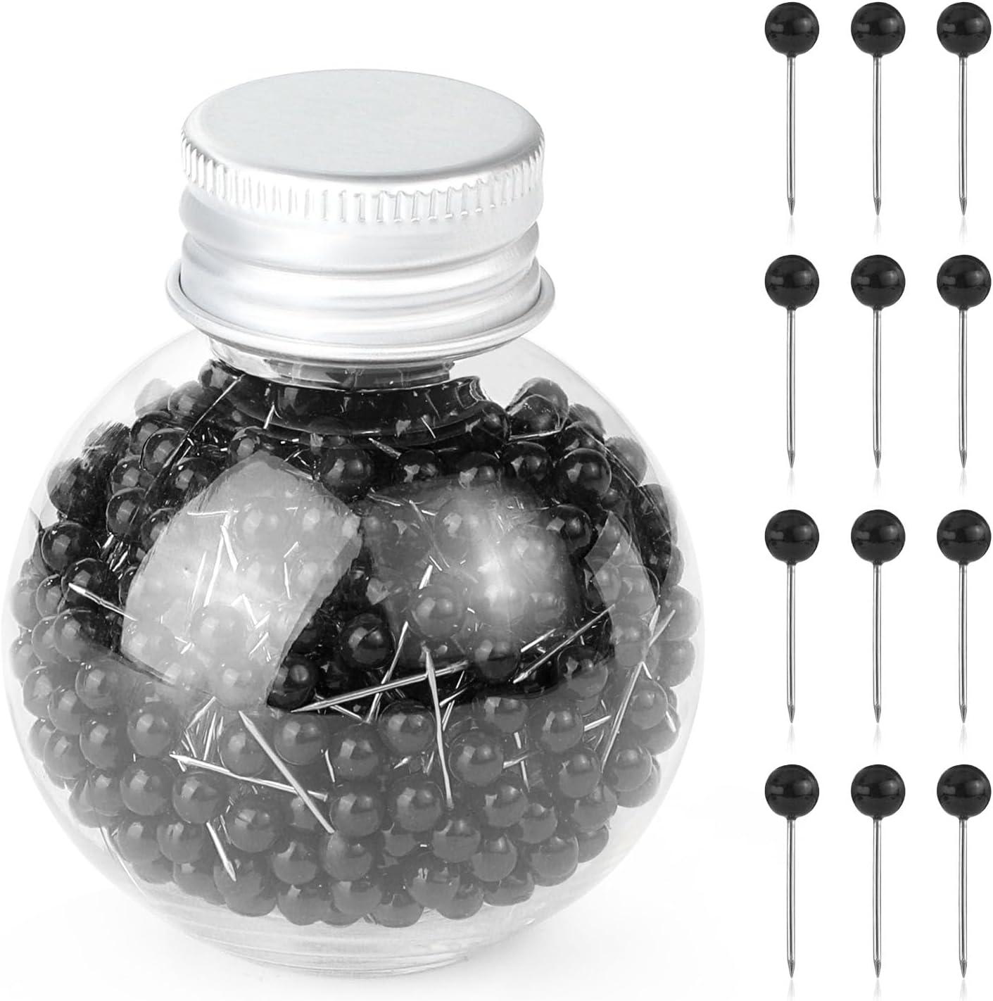 Amazon.com: 100Pcs Black Sewing Pins,Ball Glass Head Straight Quilting ...