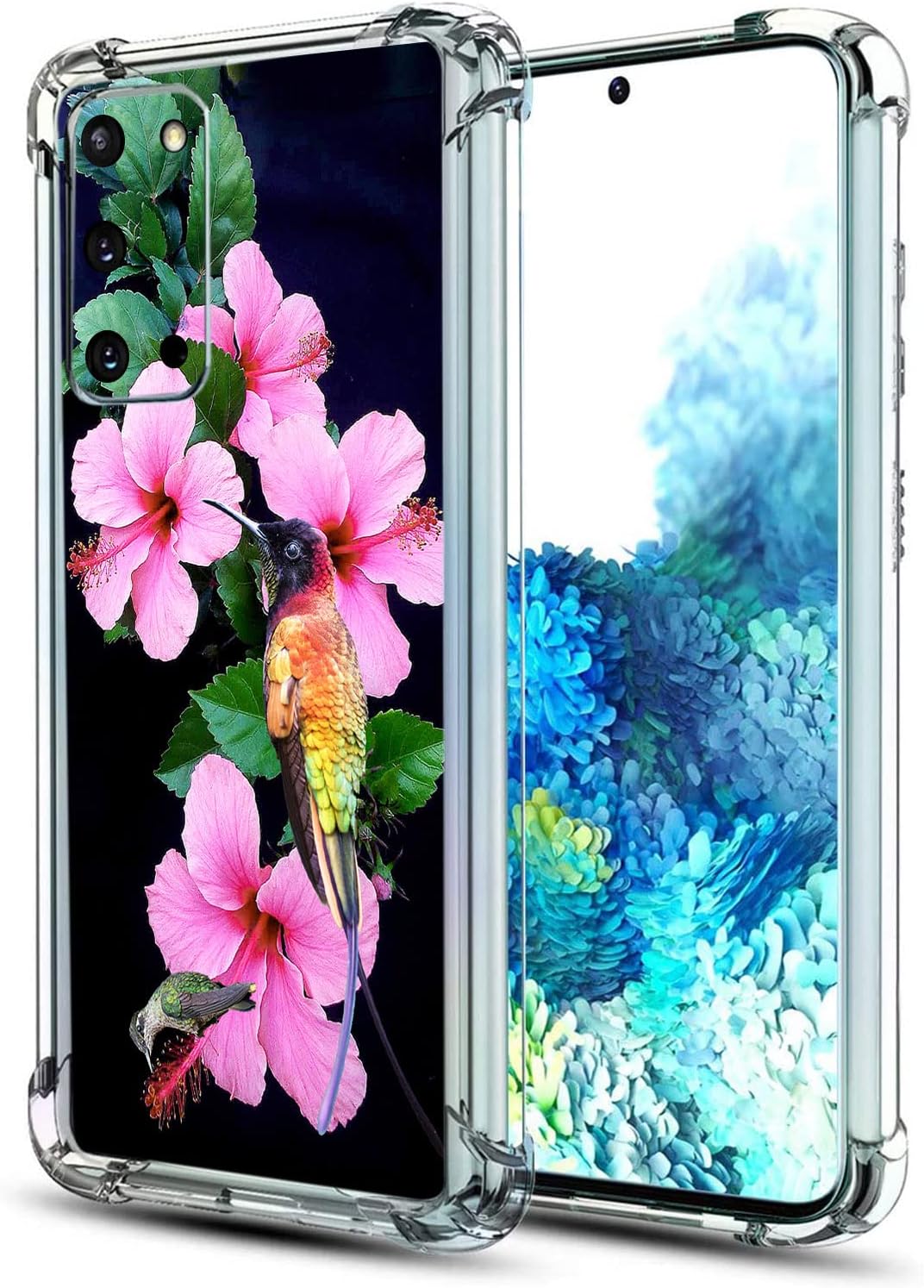 Amazon.com: Beaucov Galaxy S20 FE 5G Case, Hummingbirds Pink Flowers Drop Protection Shockproof ...
