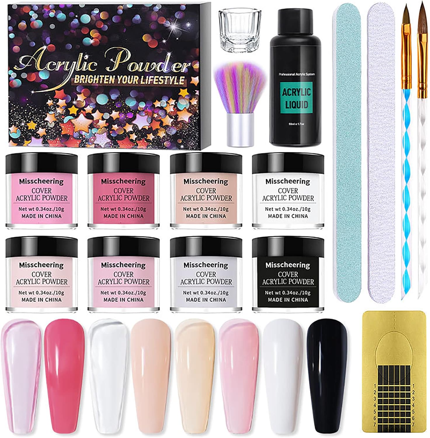 Deciniee Acrylic Powder Nail Kit, 8 Colors Dip Powder Nail Kit(Red ...