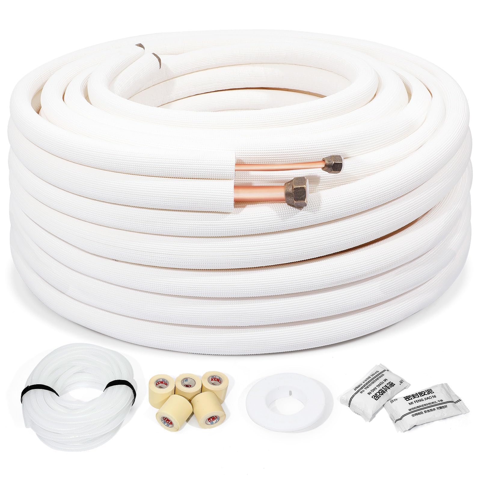 Amazon.com: RONPOW 50Ft Mini Split Line Set 1/4" x 1/2" O.D Copper ...