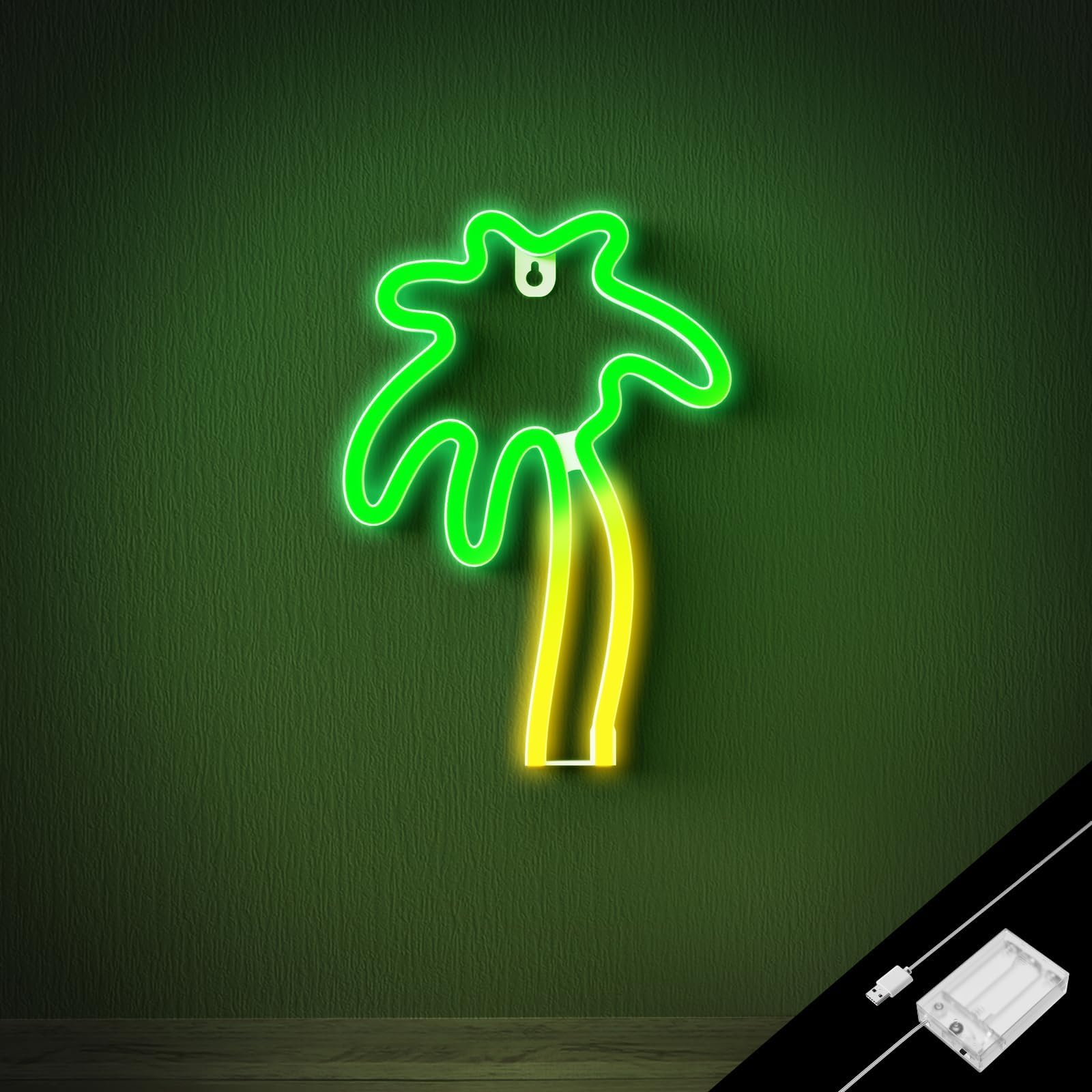 Amazon.com: Led Green Palm Tree Shaped Neon Night Light USB & Battery ...