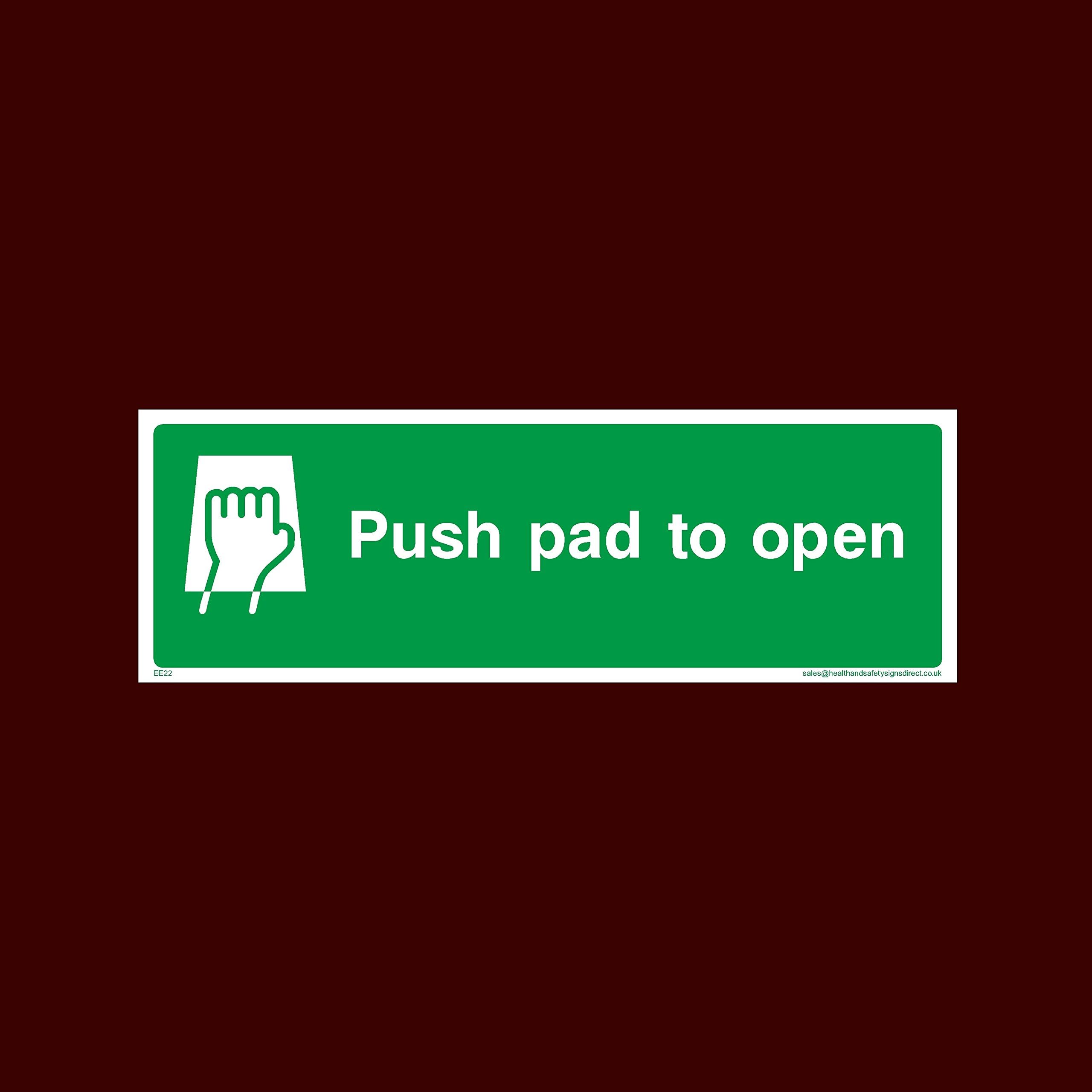 Push pad to open Sticker/Self Adhesive Sign - Fire, Push Bar/Pad ...