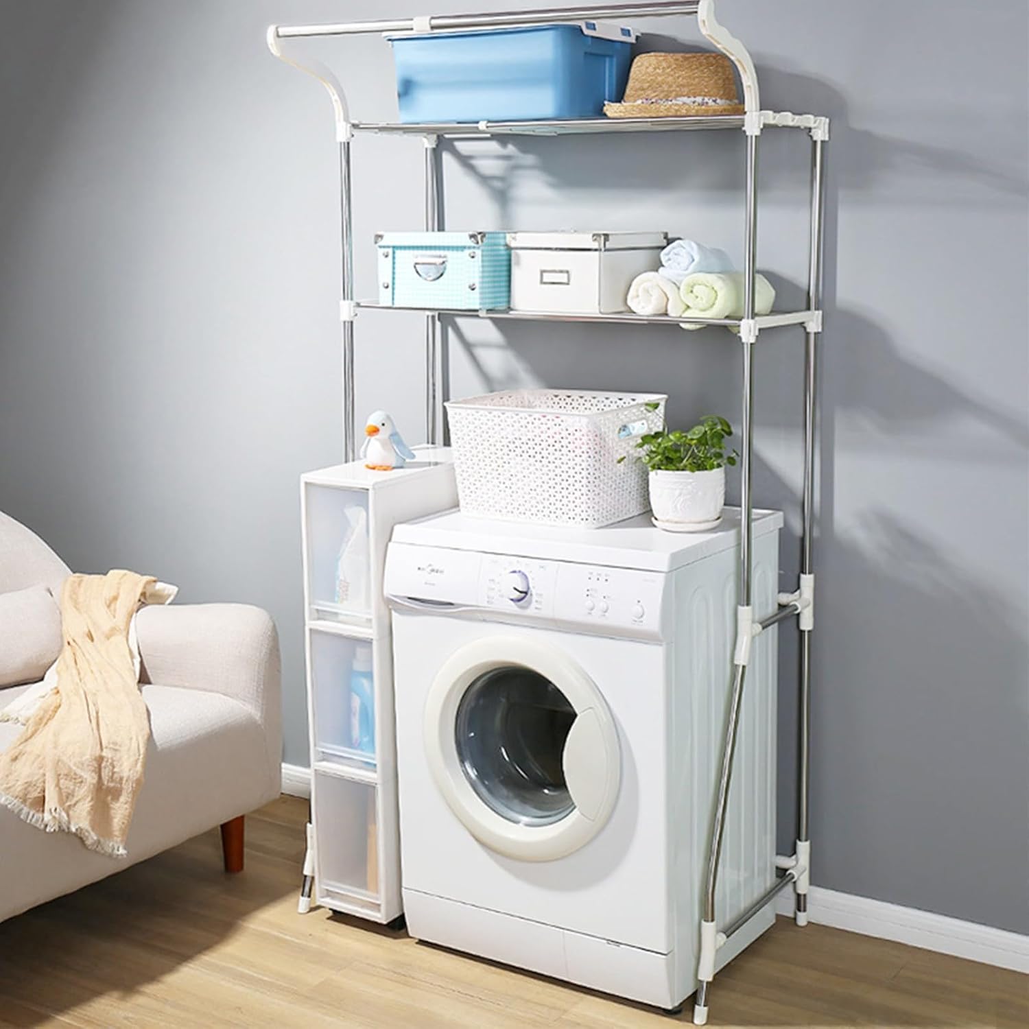 Amazon.com: FairyHover Over Washing Machine Storage Rack 2-Tier ...
