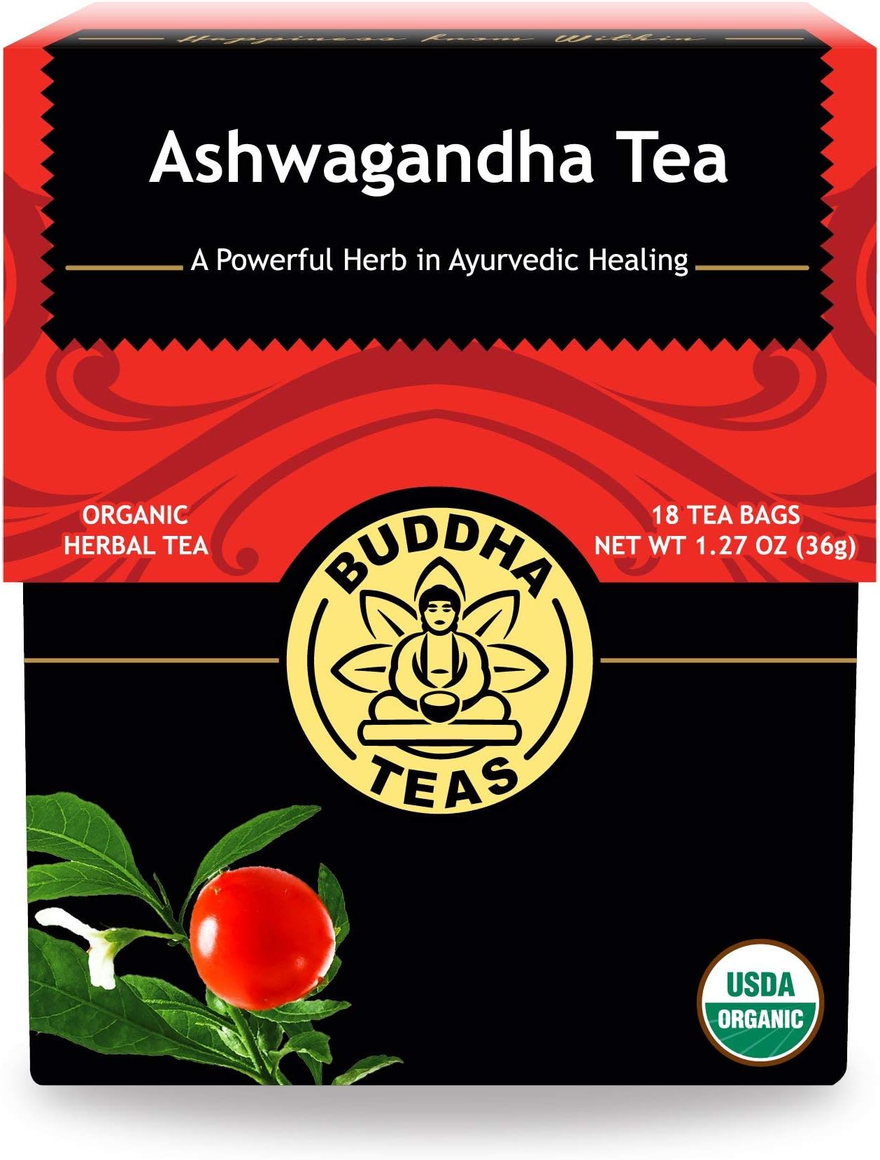 Amazon.com : Buddha Teas - Organic Ashwagandha Root Tea - Herbal Tea ...