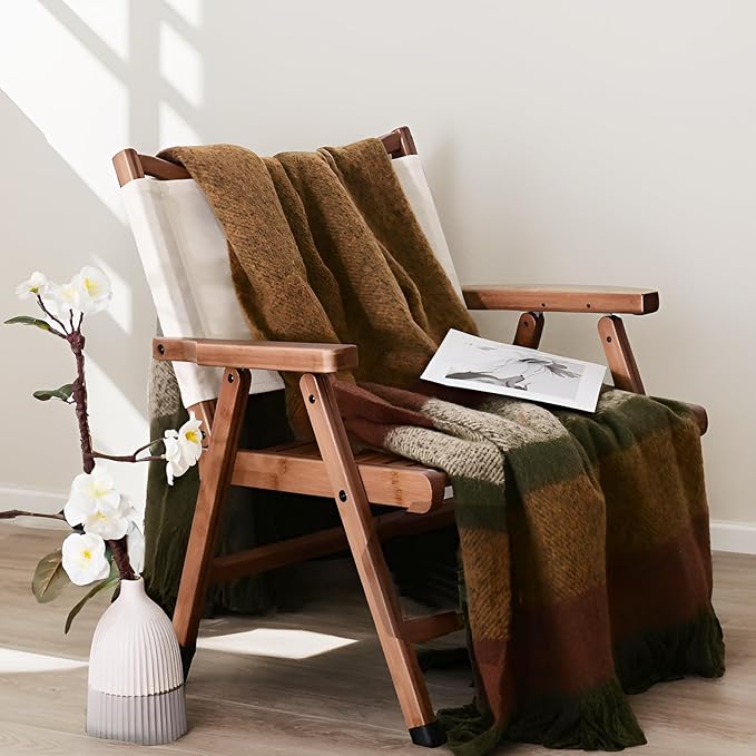 Amazon.com: ZonLi Brown & Yellow Plaid Throw Blanket for Couch, Fall ...