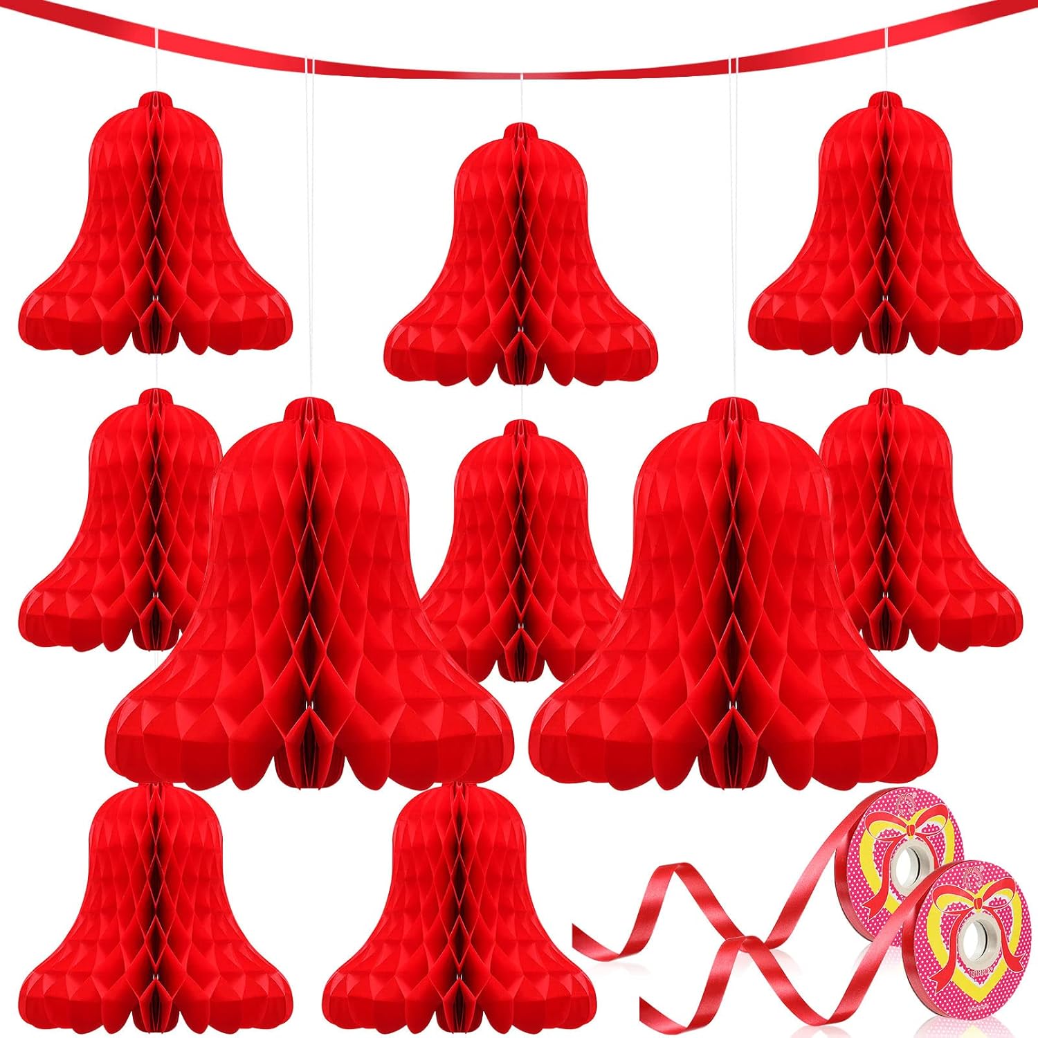 Amazon.com: Spakon 10 Pcs Wedding Bells Hanging Honeycomb Decorations ...
