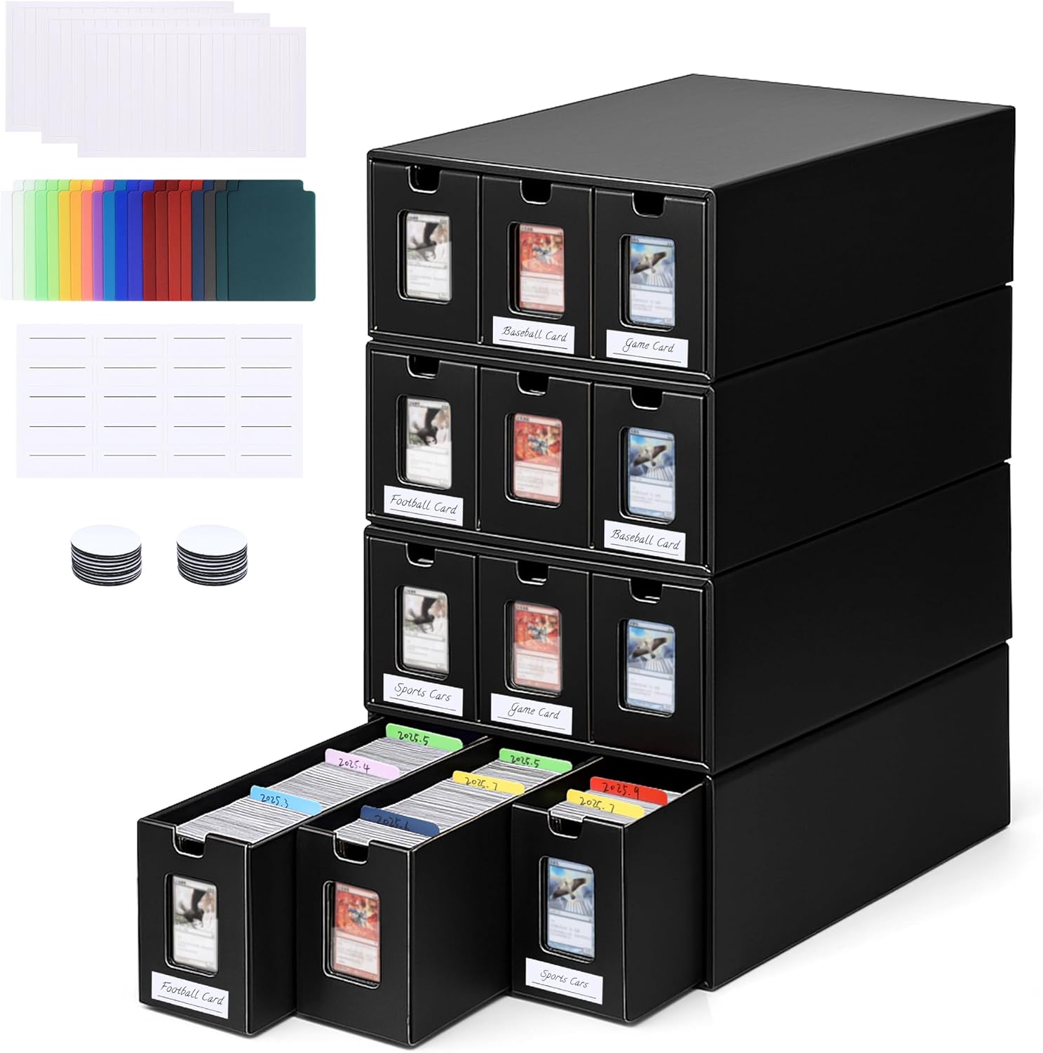 Amazon.com: ROLOSI Trading Card Storage Box,[Viewing Windows] 12000 ...
