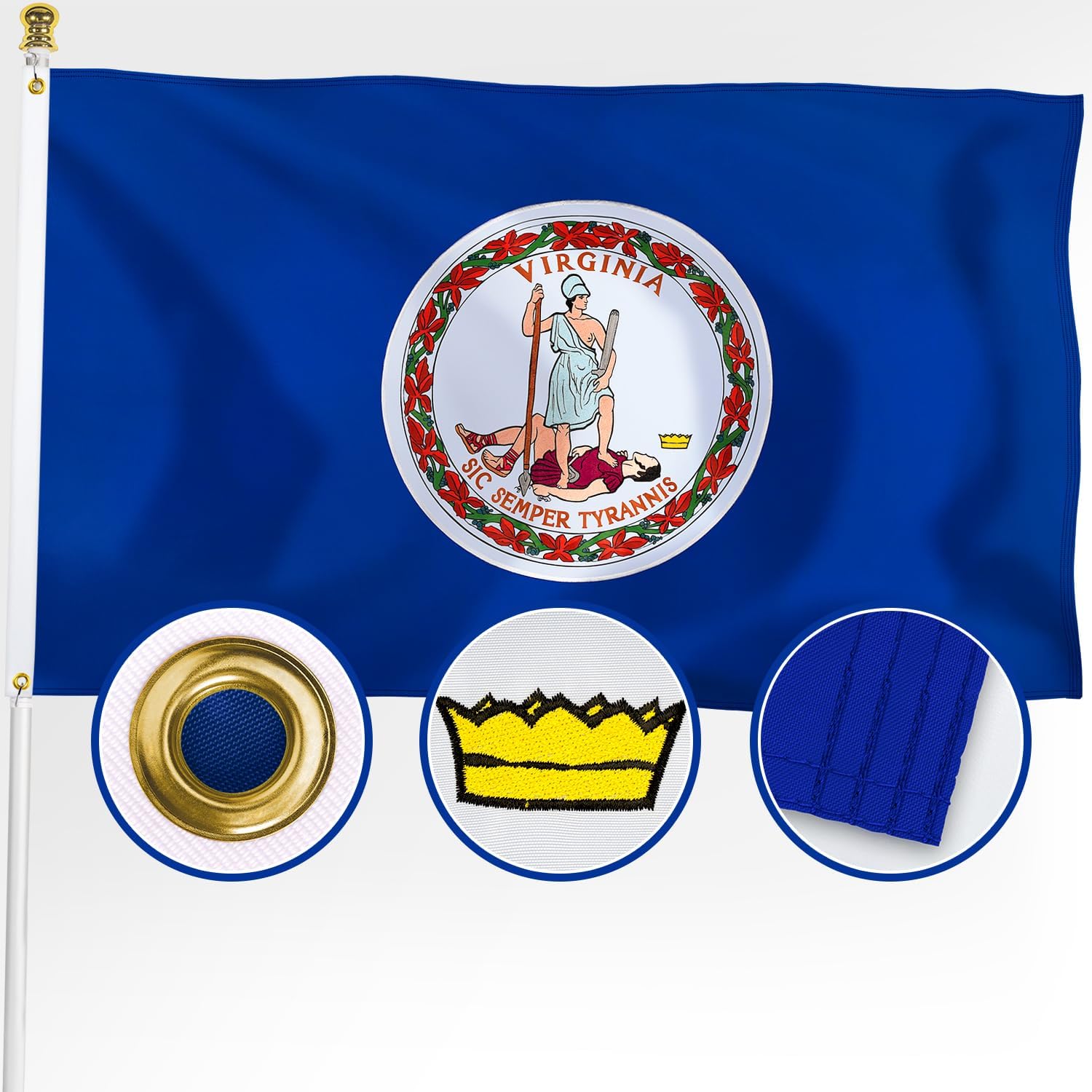 Amazon.com : REIDFERR Virginia Flag 3x5 Outdoor Double Sided - Heavy ...