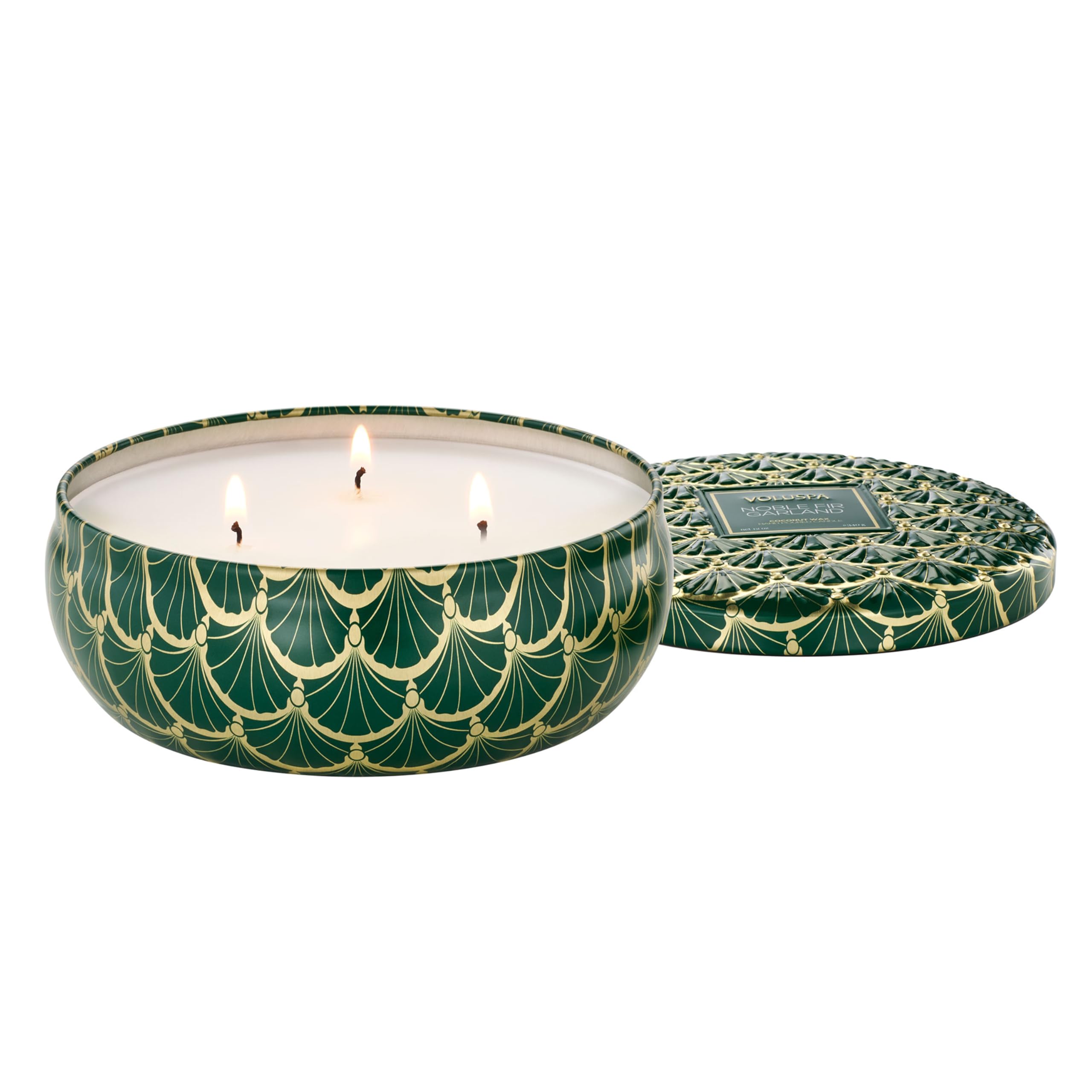 Amazon.com: Voluspa Noble Fir Garland, 3 Wick Tin Candle, 12oz, 40 Hour ...