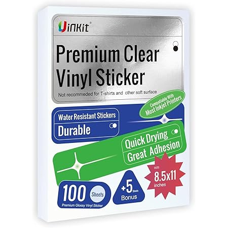 Amazon.com: Clear Sticker Paper for Laser Printer (20 Sheets- 8.5 x 11 ...