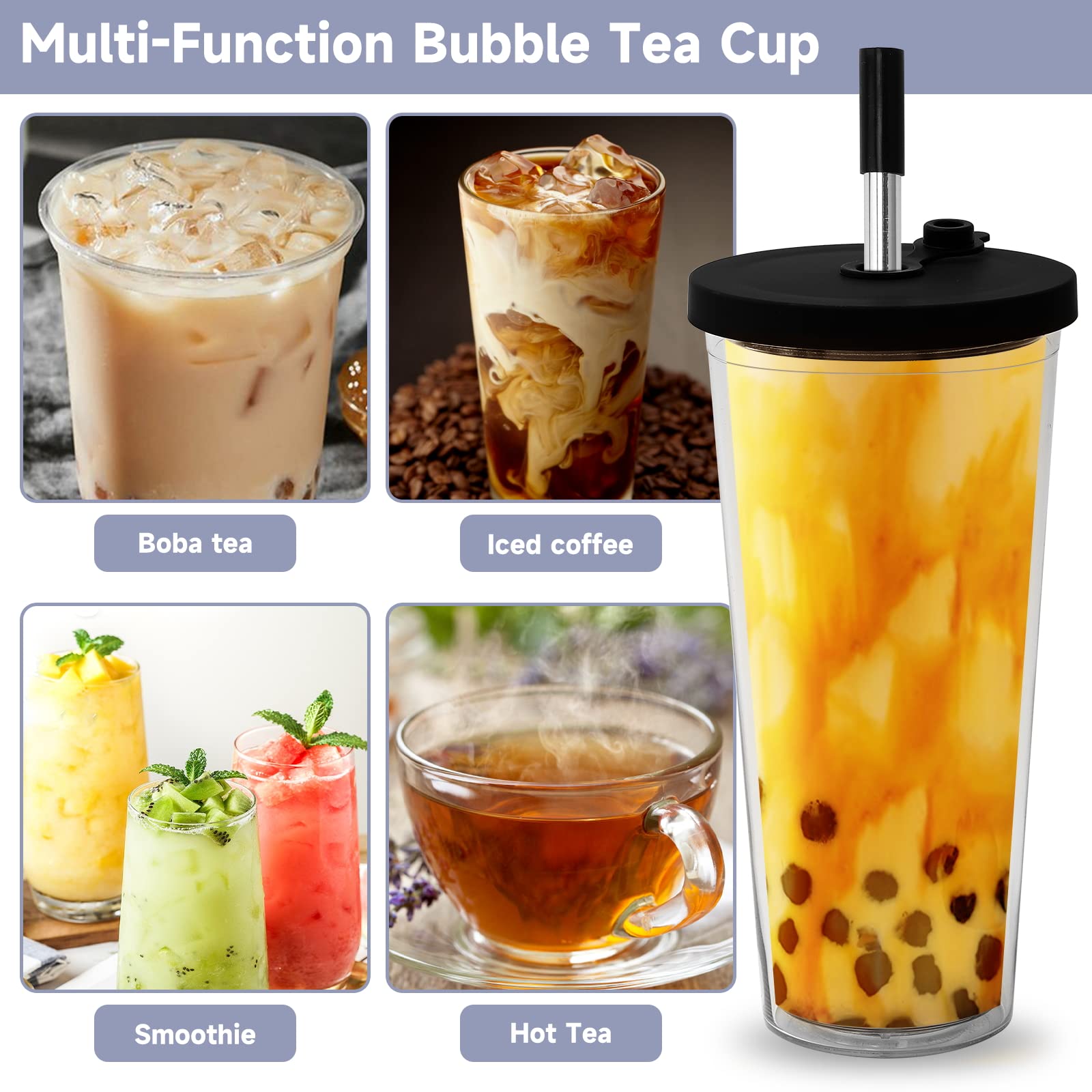 Xeiwagoo 24 Oz Reusable Boba Cup Bubble Tea Cup Double | Desertcart EGYPT