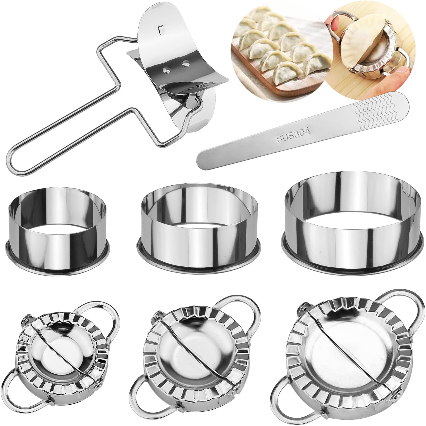 RNHDLY Dumpling Maker 8 Pack Stainless Steel Dumplings Maker Machine ...