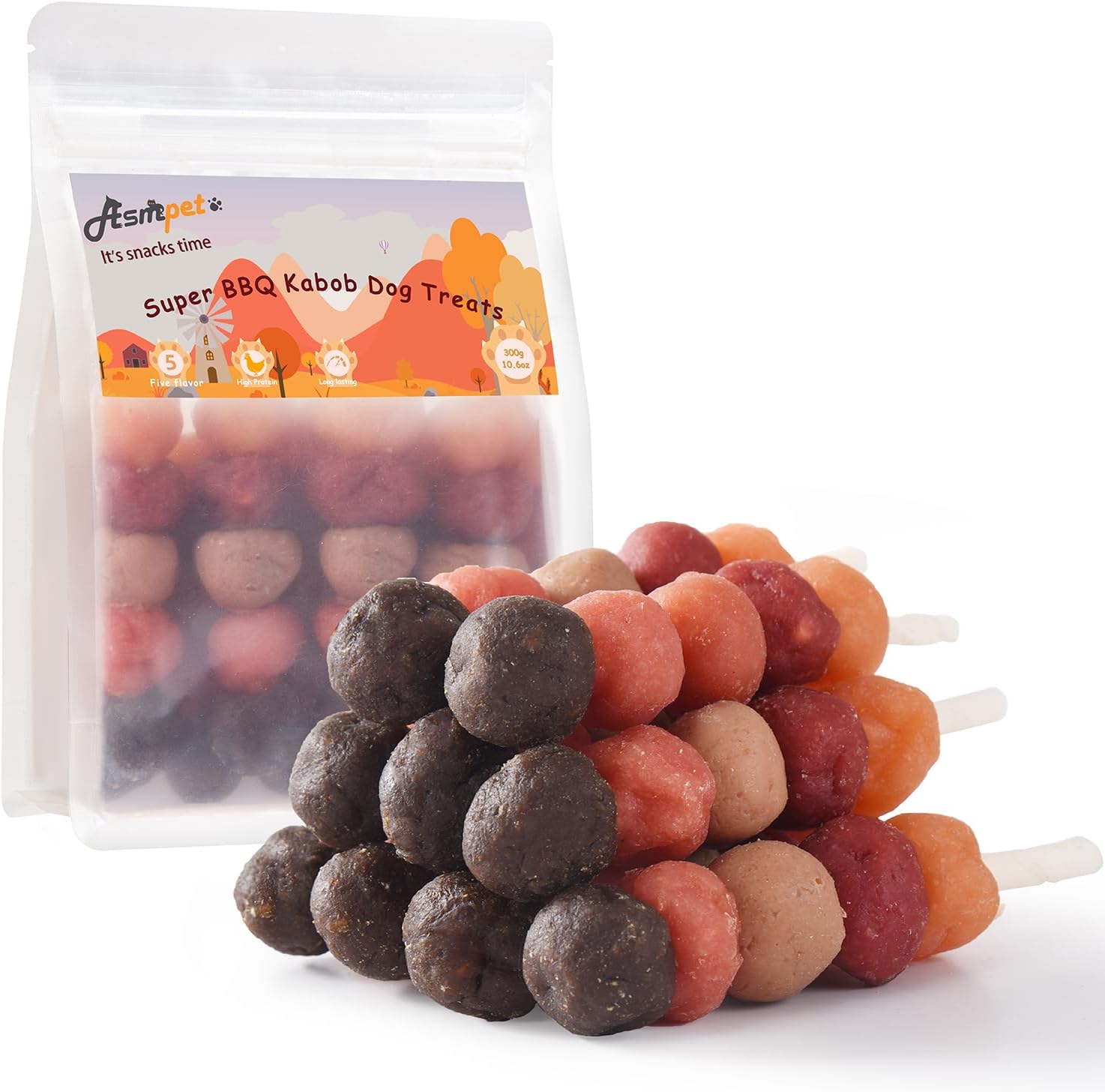 Amazon.com : ASMPET Dog Treats Chews, Multi-Flavor Dog Kabob Snacks ...