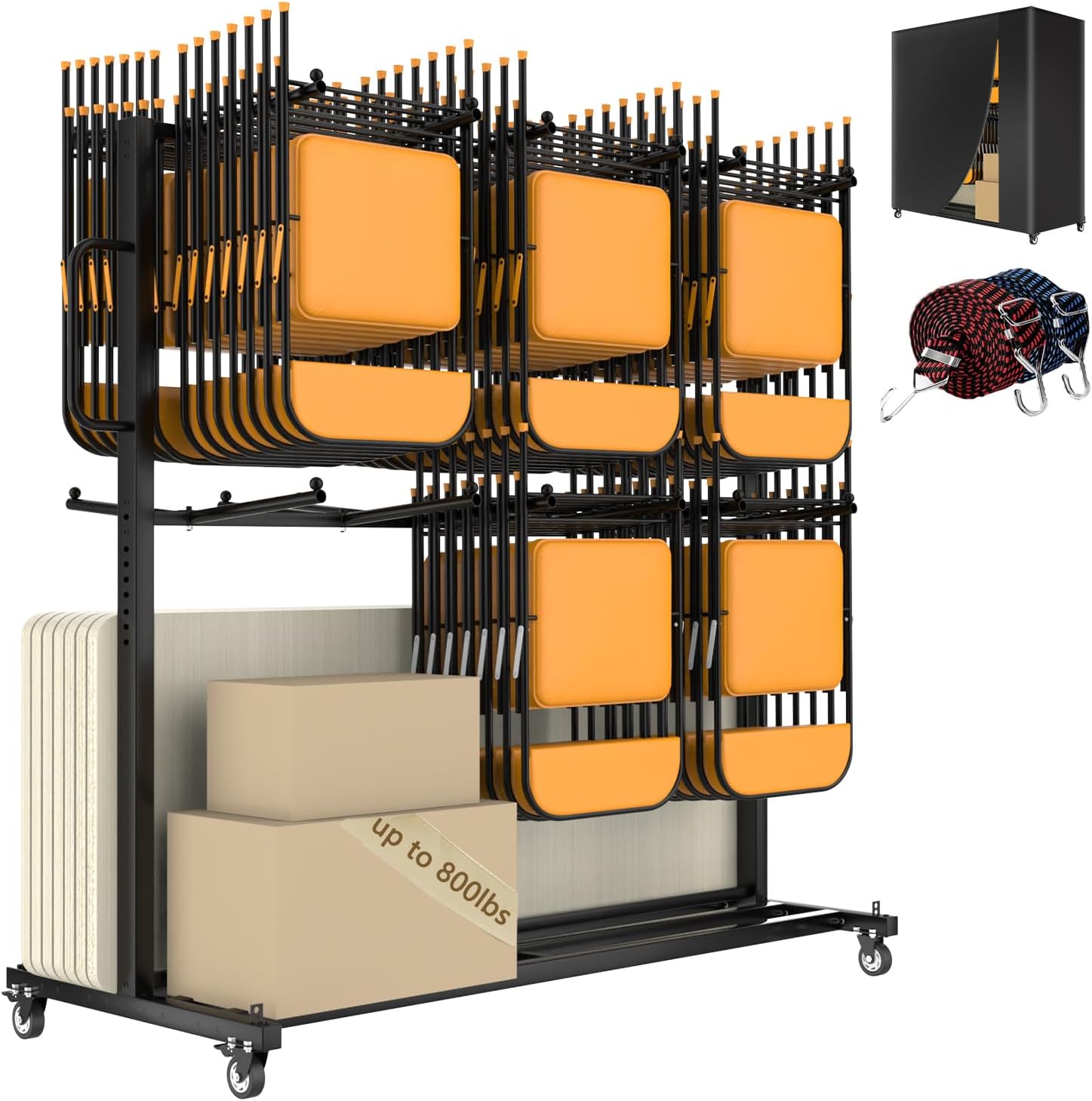 Amazon.com: Lokshun Folding Chair Rack,Two Tier Folding Chair Cart, 2 ...