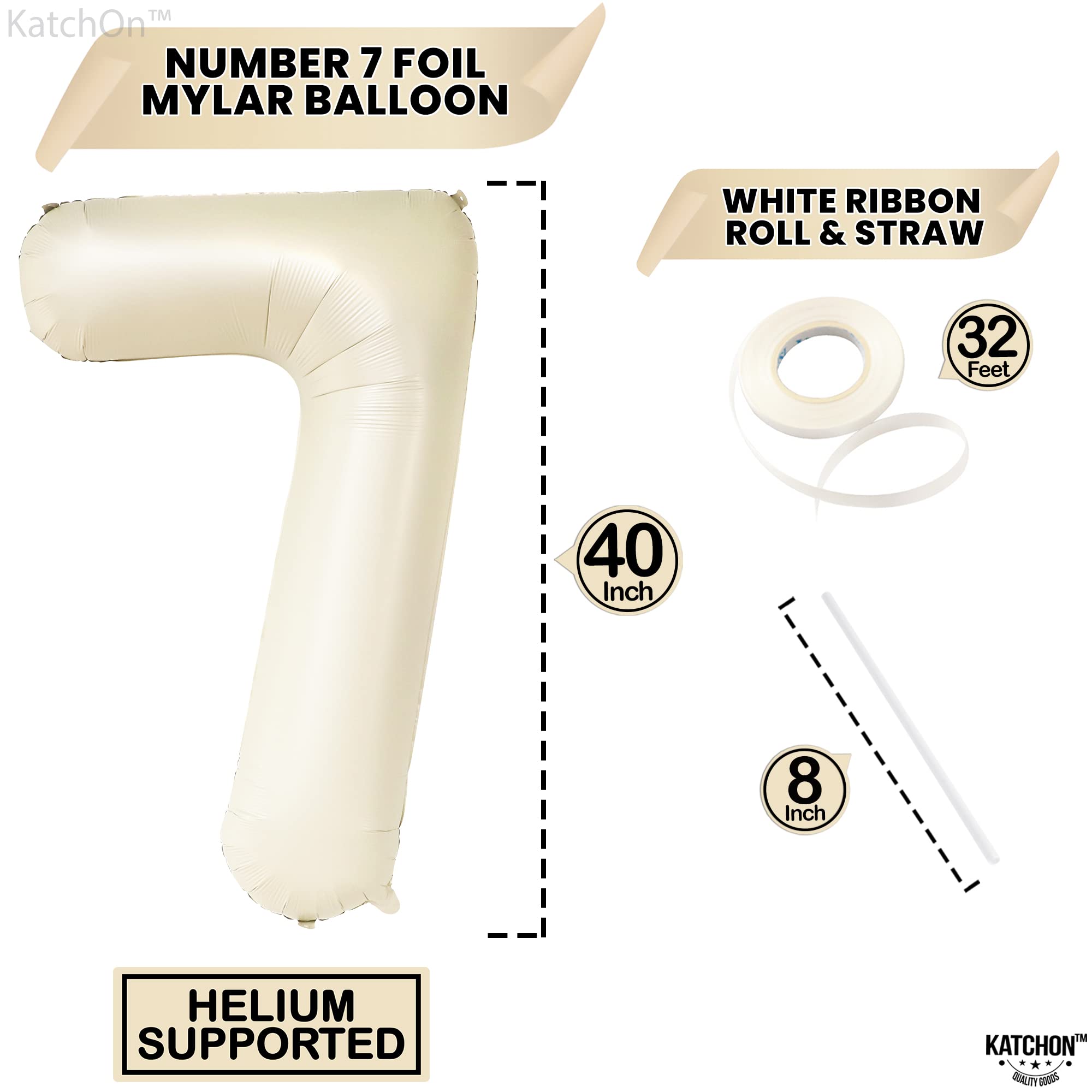 Snapklik.com : Giant Cream Number 7 Balloon - 40 Inch 7th Birthday ...