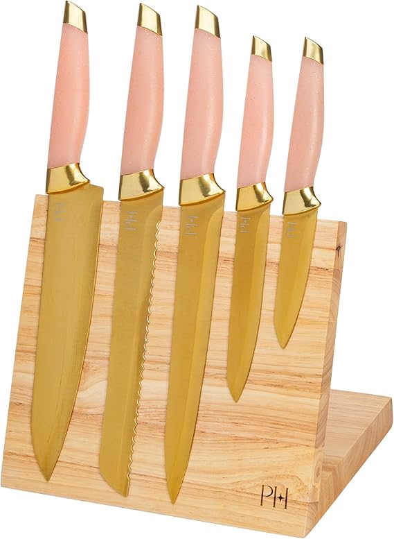 Amazon.com: Paris Hilton Knife Block Set with Magnetic Wooden Knife ...