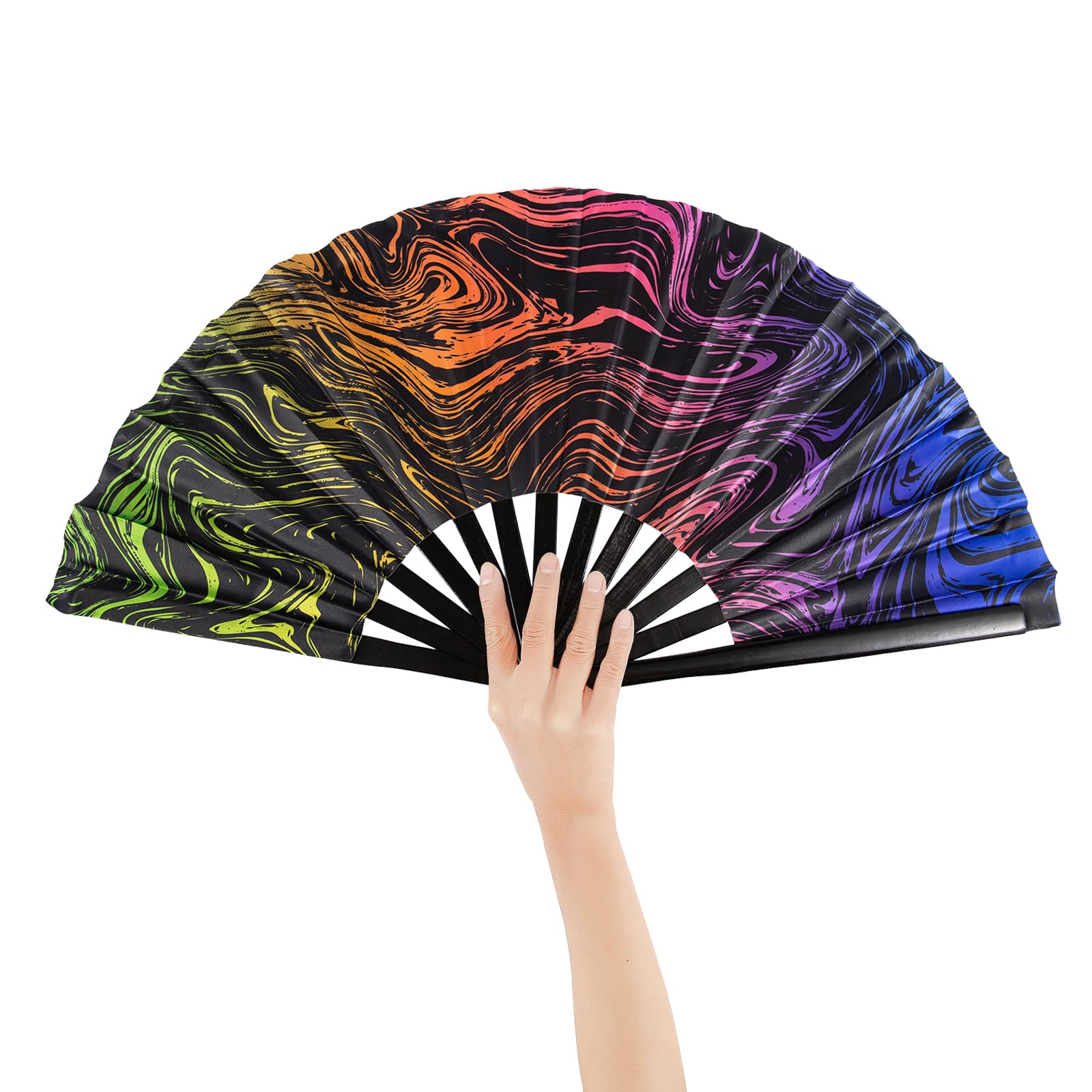 Amazon.com: Large Rave Bamboo Folding Clack Hand Fan for Women/Men,Rave ...