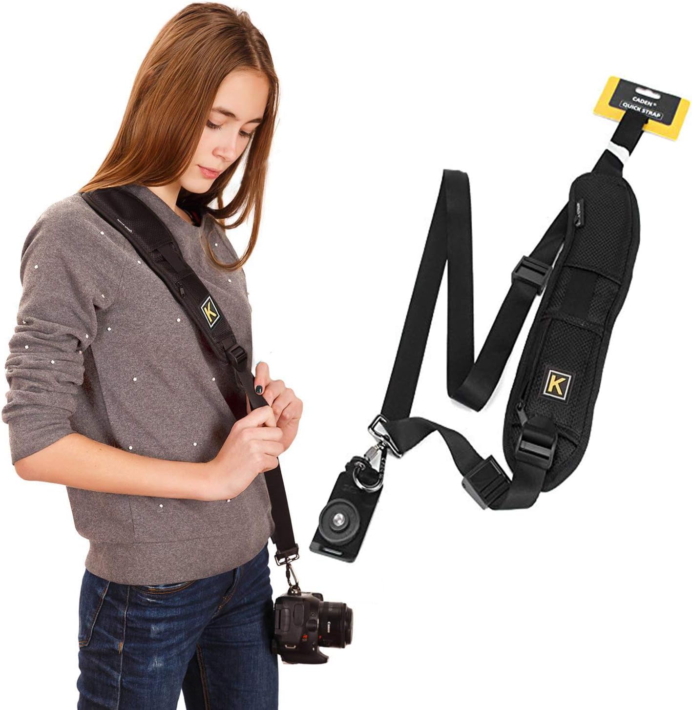 Amazon.com: New Camera Sling Strap with Small Pocket for Lens Cap / TF ...