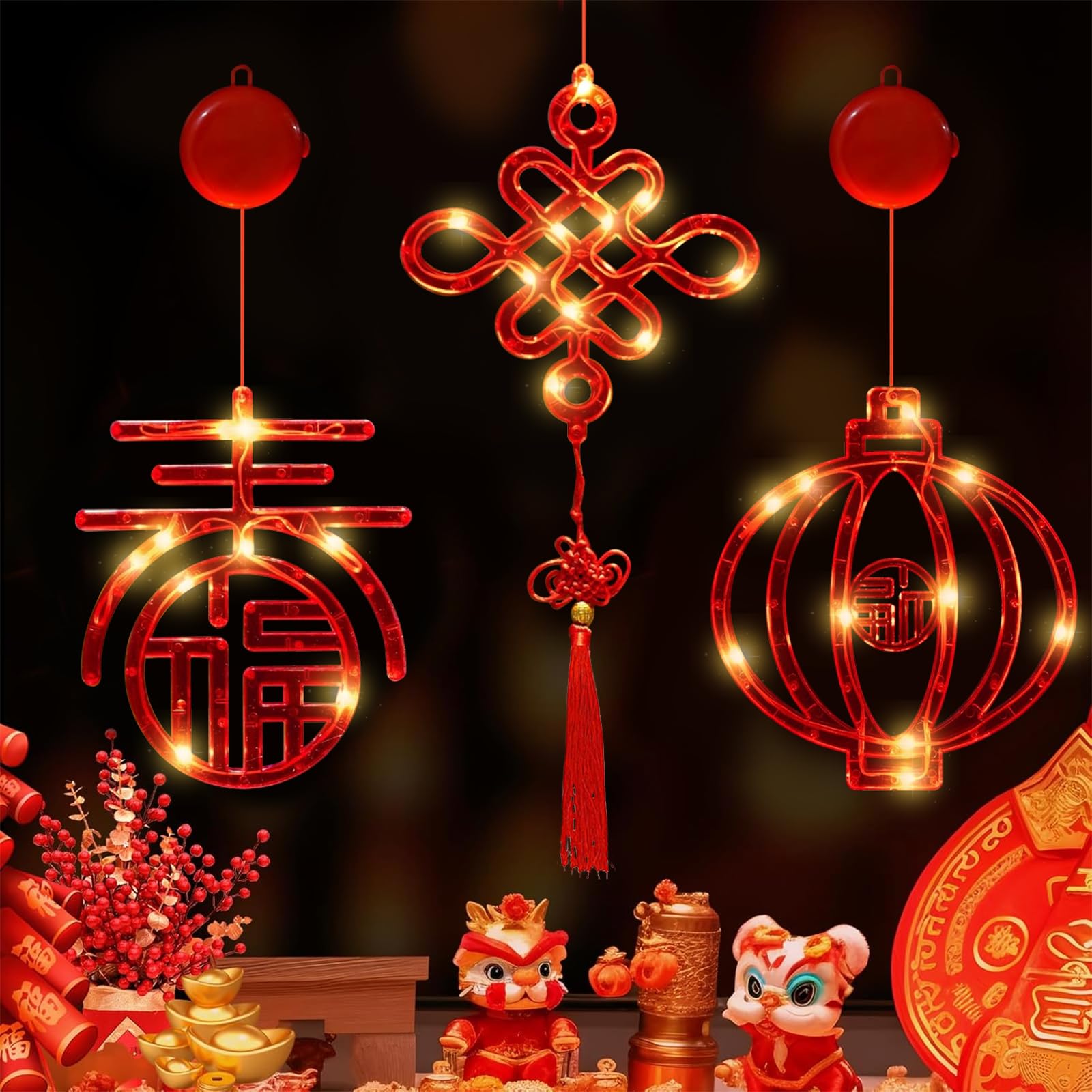 Snapklik.com : YumSur 3 Pack Chinese New Year Decorations 2025, LED ...