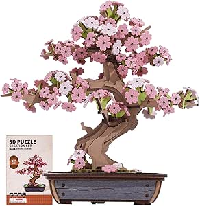 Rowood 3D Wooden Puzzles for Adults,DIY Cherry Blossom Bonsai Tree ...