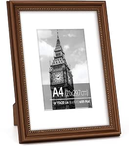 Eitida A4 Real Wood Vintage Picture Frame, Ornate Gold Beaded Inner ...
