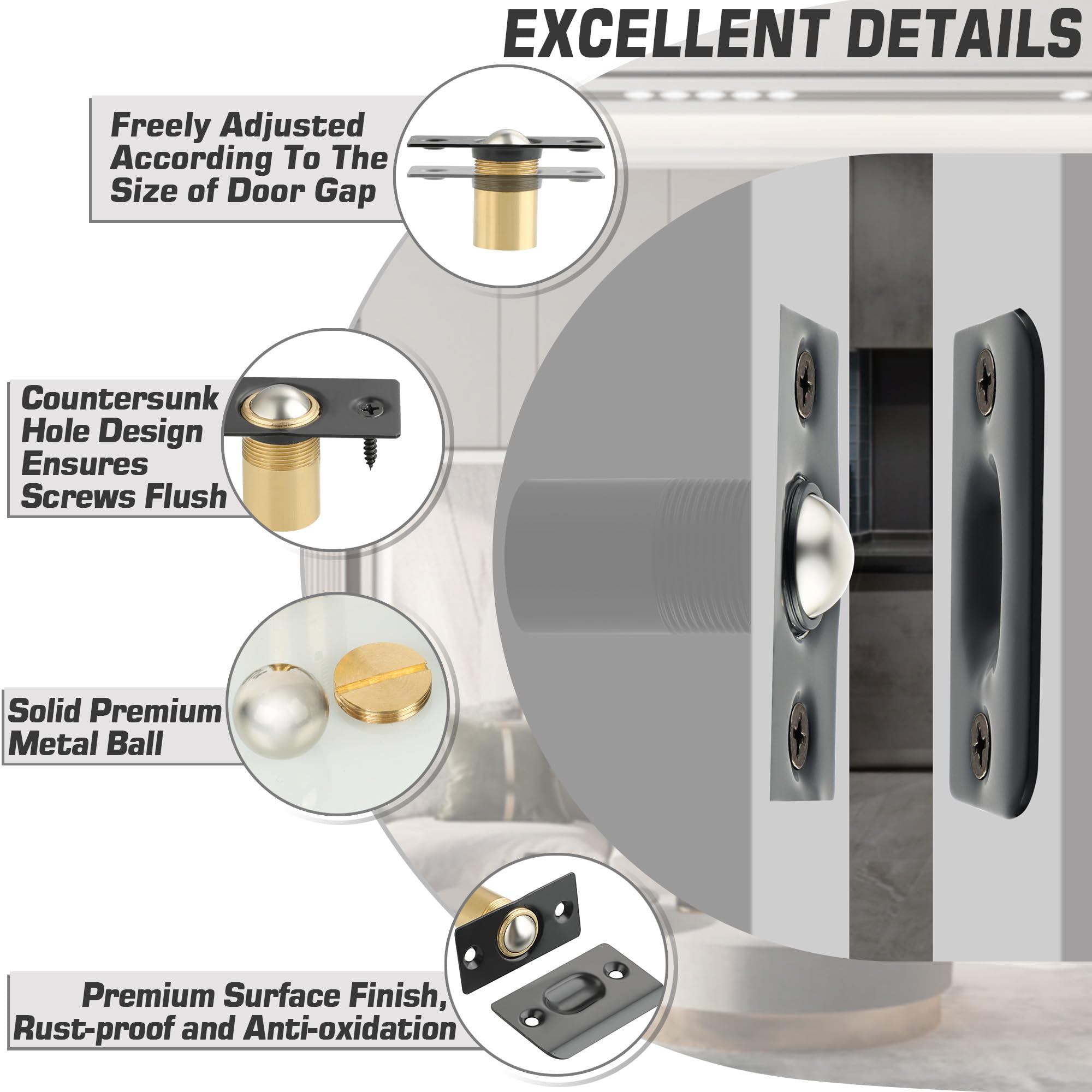 Buy Ravinte Hardware Closet Door Ball Catch, Door Ball Catches For ...