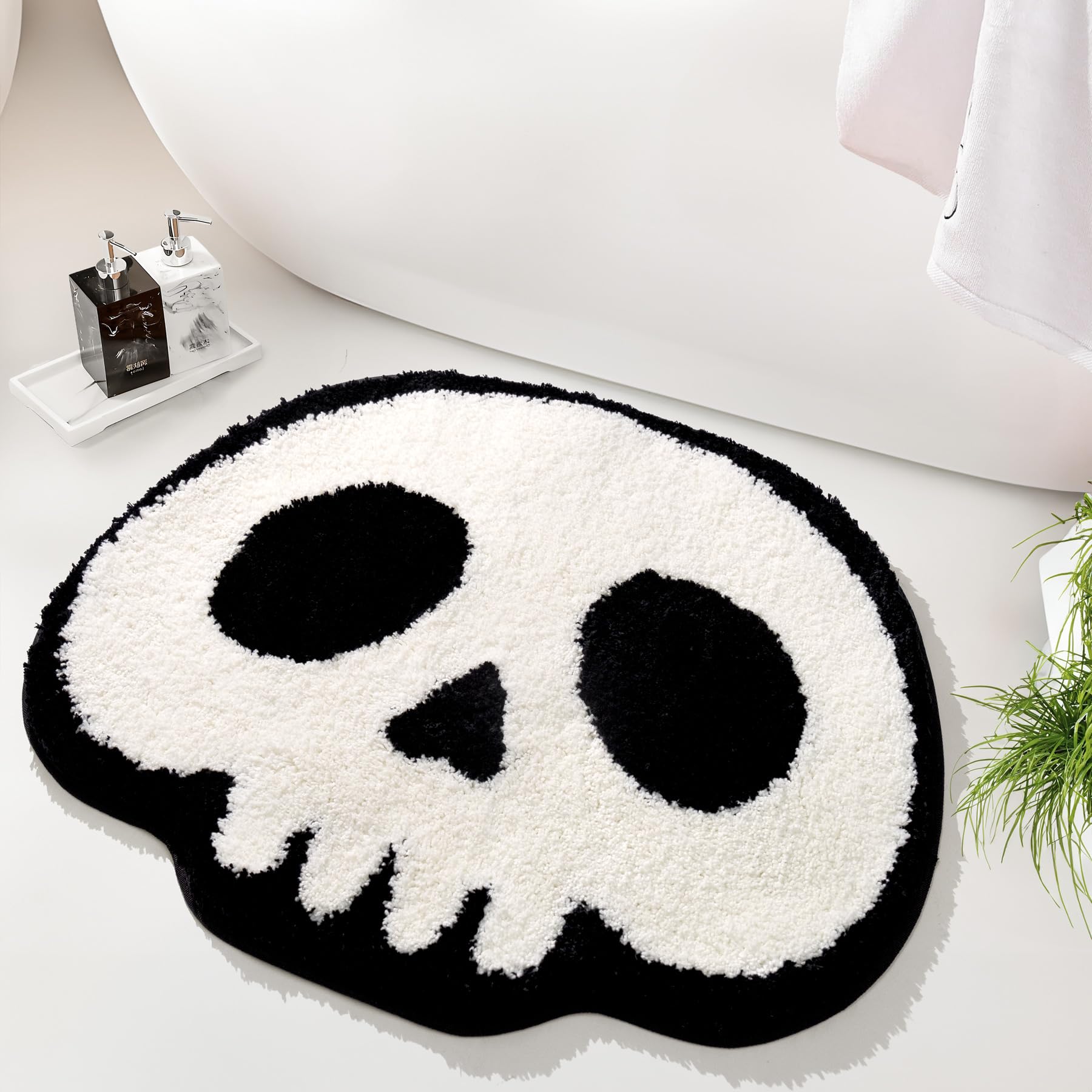 Amazon.com: Castage Black and White Bathroom Rugs Cute Skull Bath Mat ...