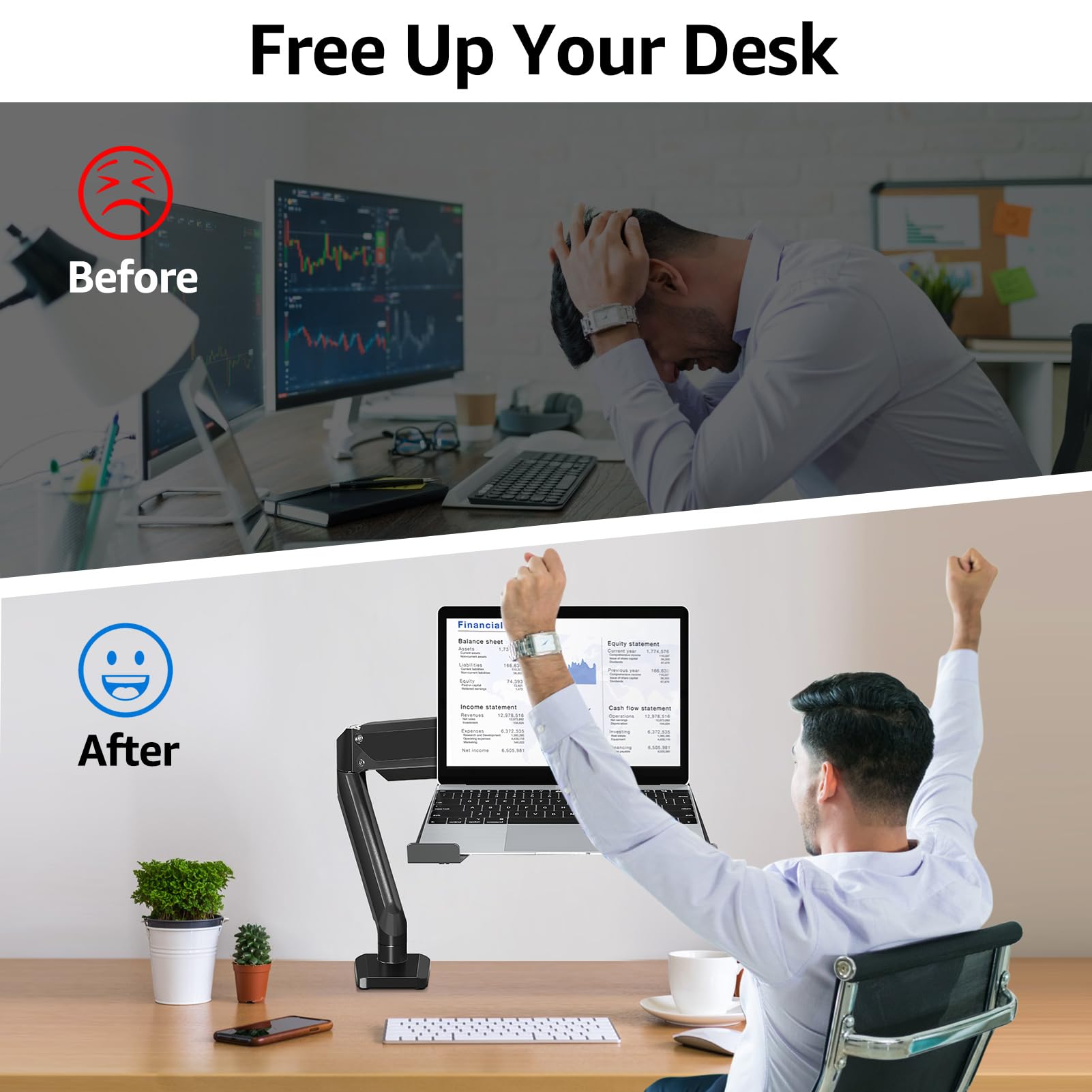 Snapklik.com : MOUNTUP Laptop Arm Mount For Desk Holds 3.3-17.6lbs ...