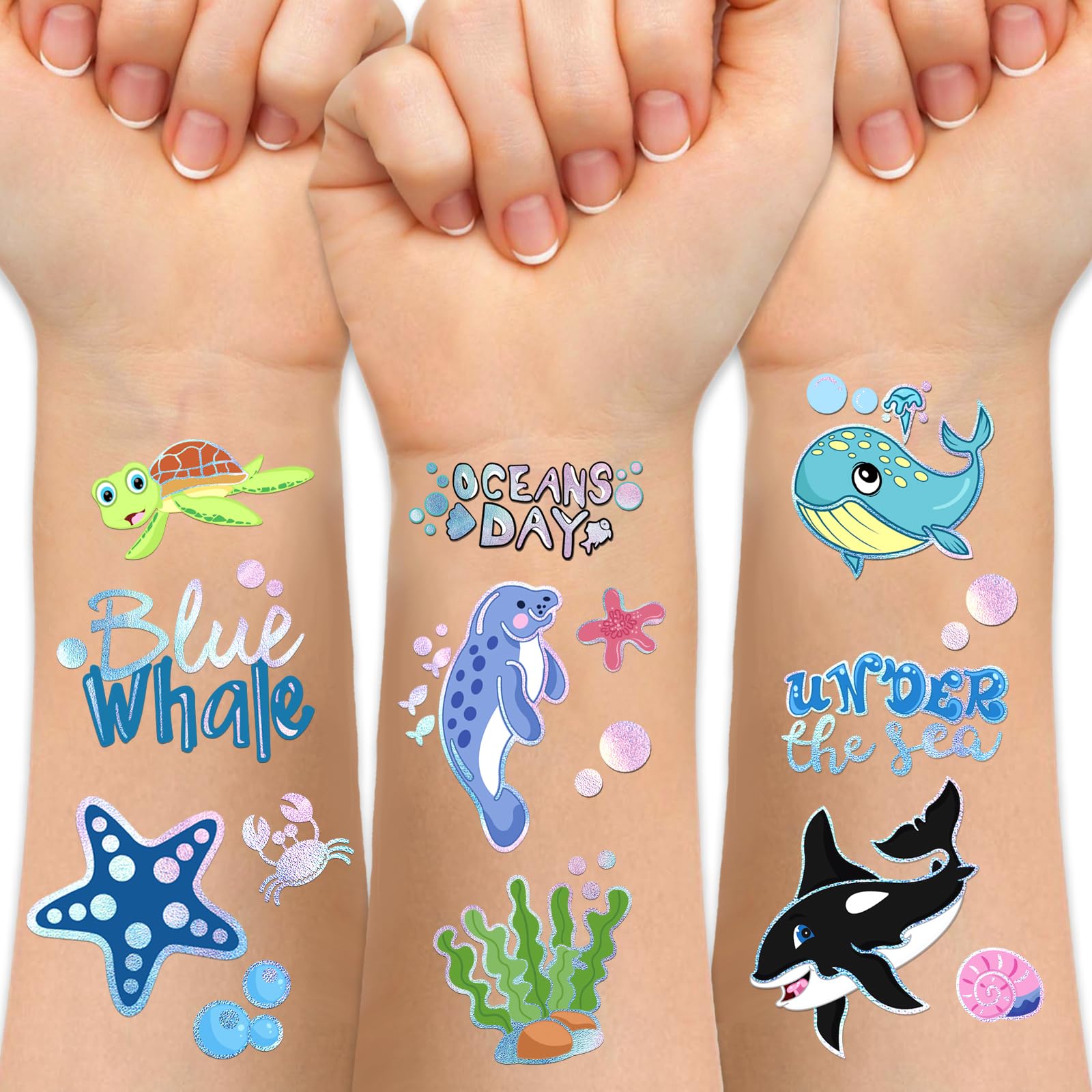 Nautical Fake Tattoos Flower Ocean Mystical Temporary Tattoo For