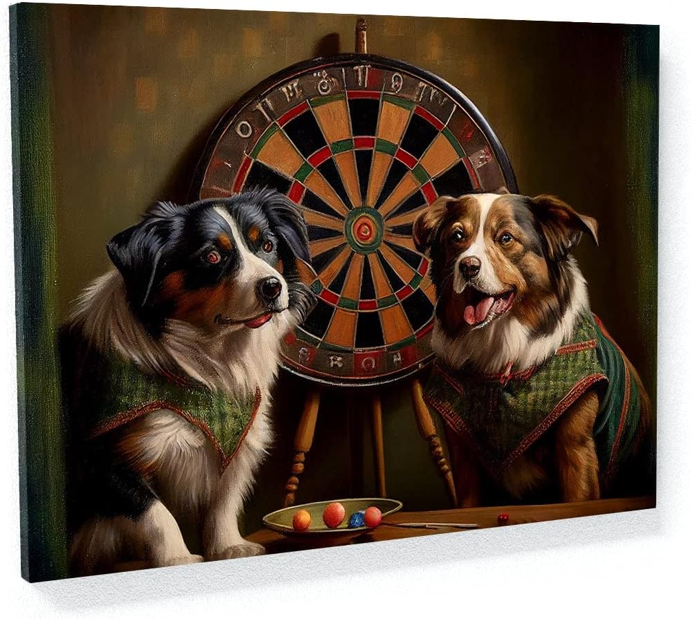 Amazon.com: Sense Canvas Dogs Playing Darts 22 Canvas Art - Home Decor ...
