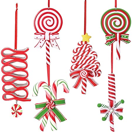Amazon.com: Peppermint Candy Cane Christmas Tree Decoration, Set of 3 ...