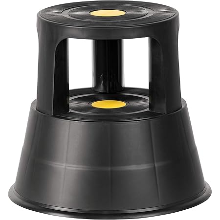 The Workplace Depot Kick Step Stool - Black Plastic Rolling Kickalong ...