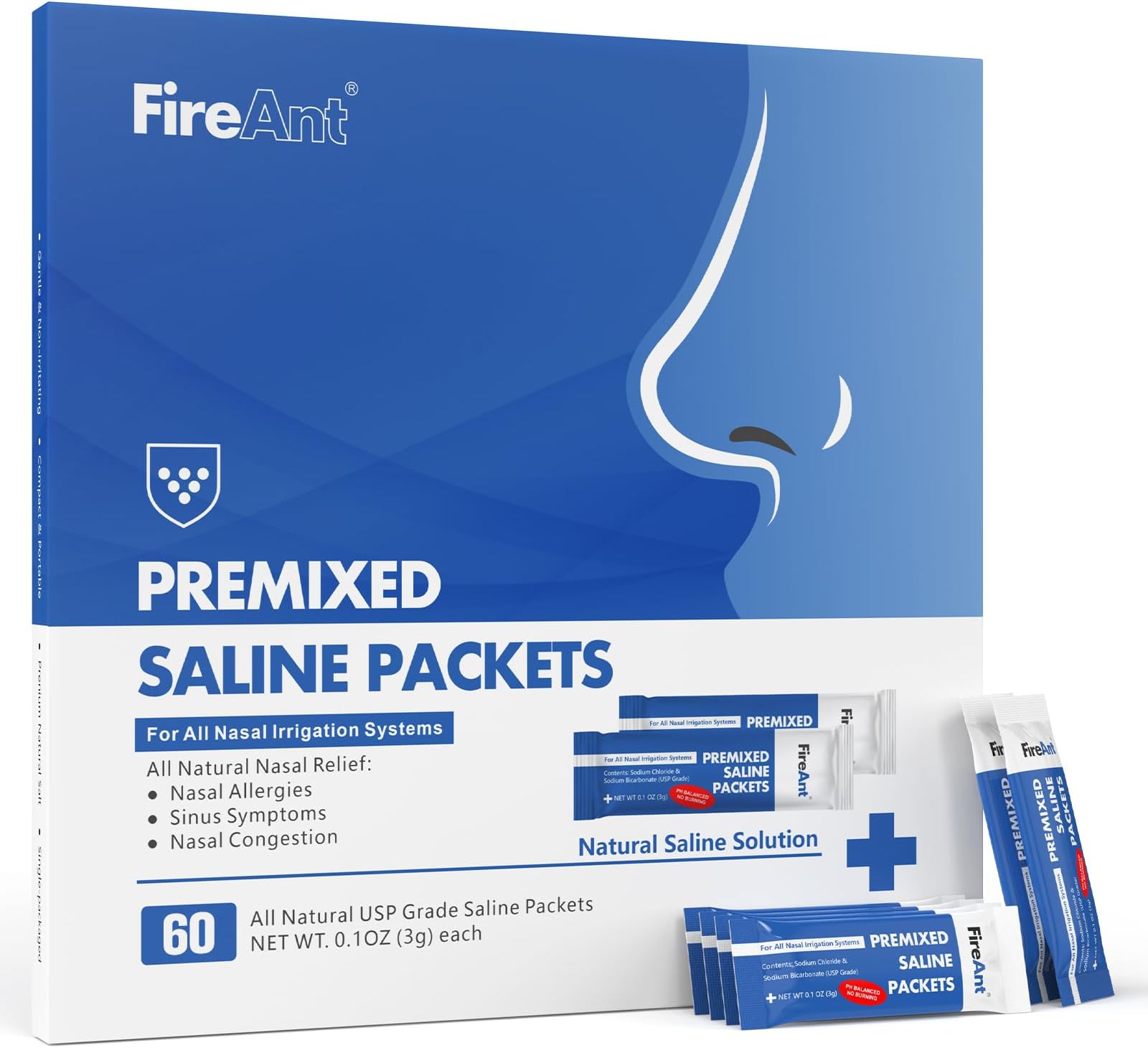 Amazon.com: FireAnt Saline Packets for Sinus Rinse, 100 Premixed Neti ...