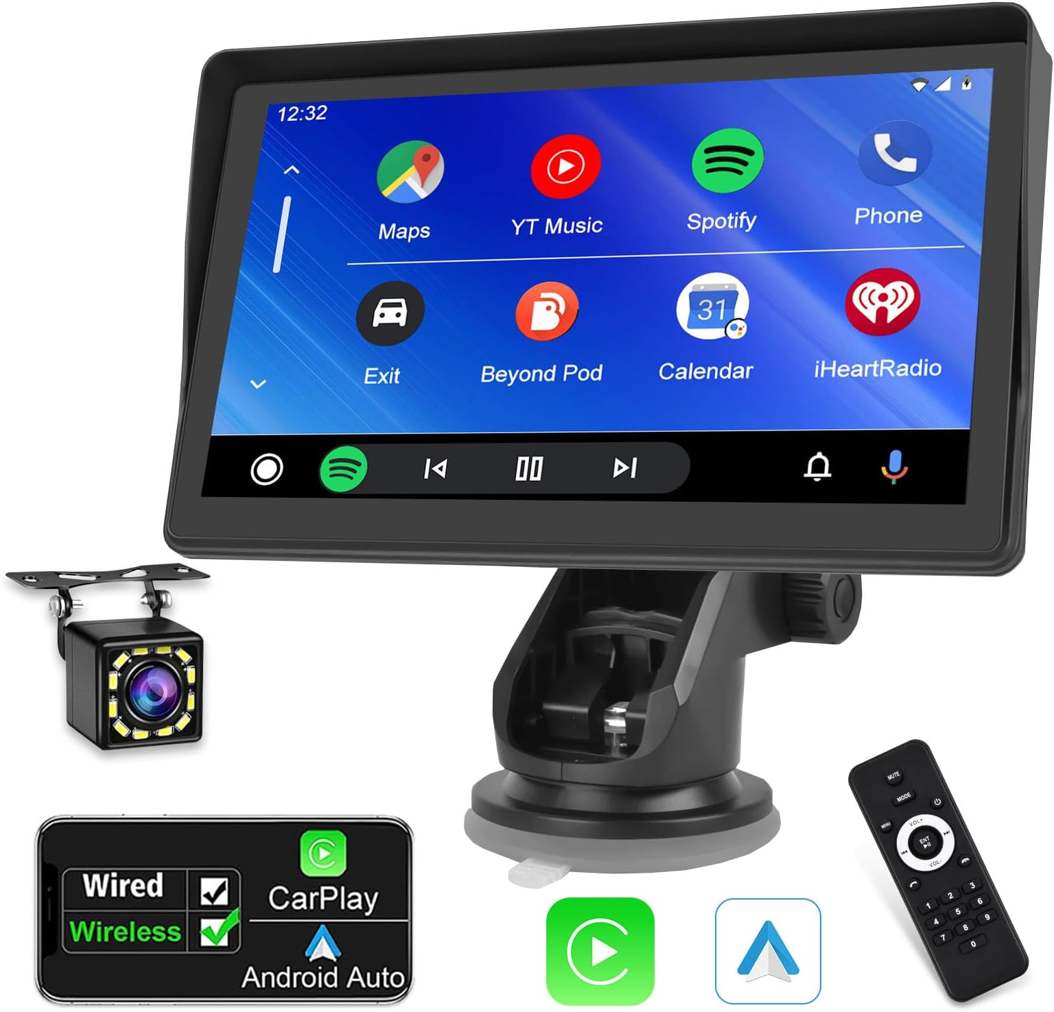 Amazon.com: Wireless Carplay Dash Mount, 7 Inch Protable Android Auto ...
