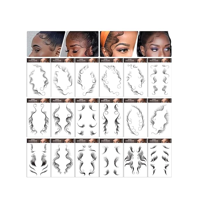 Amazon.com : 18 Styles Hair Tattoo Stickers, Temporary Tattoos Edges ...