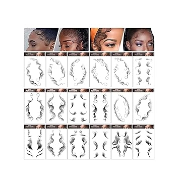 Amazon.com : 18 Styles Hair Tattoo Stickers, Temporary Tattoos Edges ...