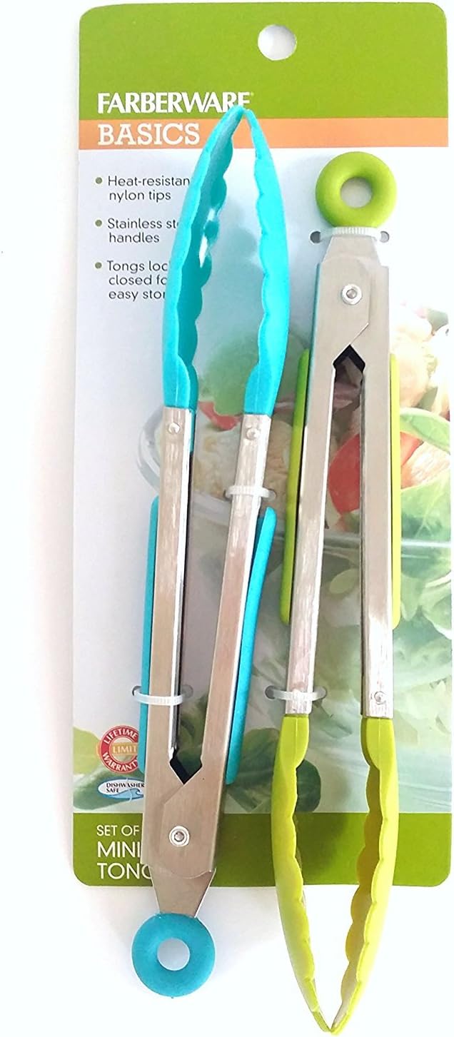 Amazon.com: Faberware Basics Nylon Mini Tongs Set of 2: Home & Kitchen