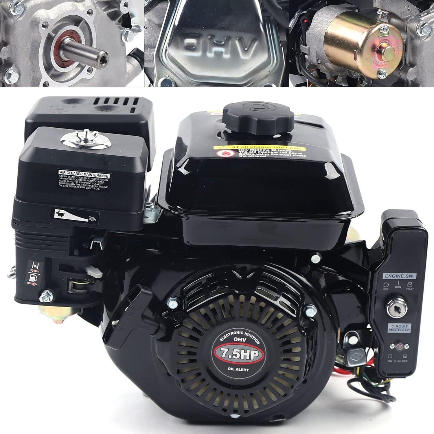 Motor de gas, motor de gasolina industrial OHV de 7.5 HP de 4 tiempos 212 CC de 4 tiempos OHV ...