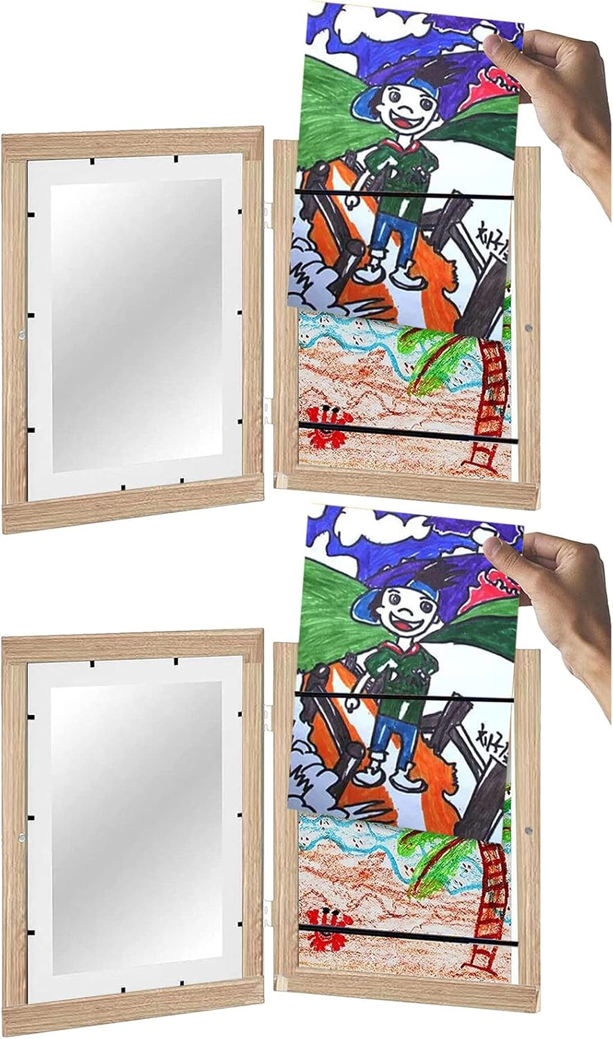 Amazon.com: LKJYBG 2pcs A4 Wooden Fillable Picture Frame Front Opening ...