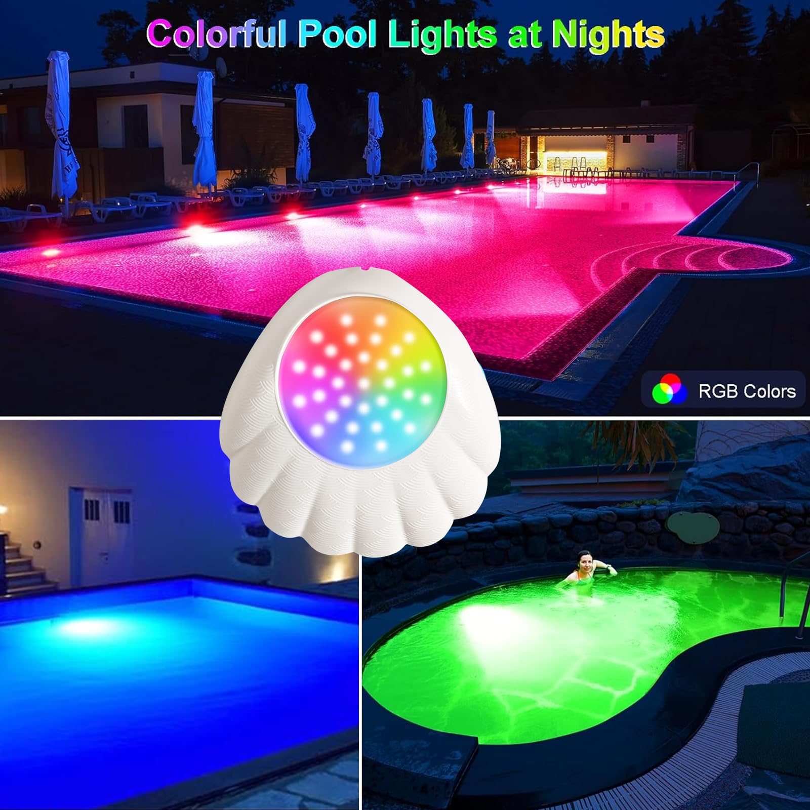 Solar Pool Lights For Above Ground Pools LED Pool Lights 2 Pack, Smart ...