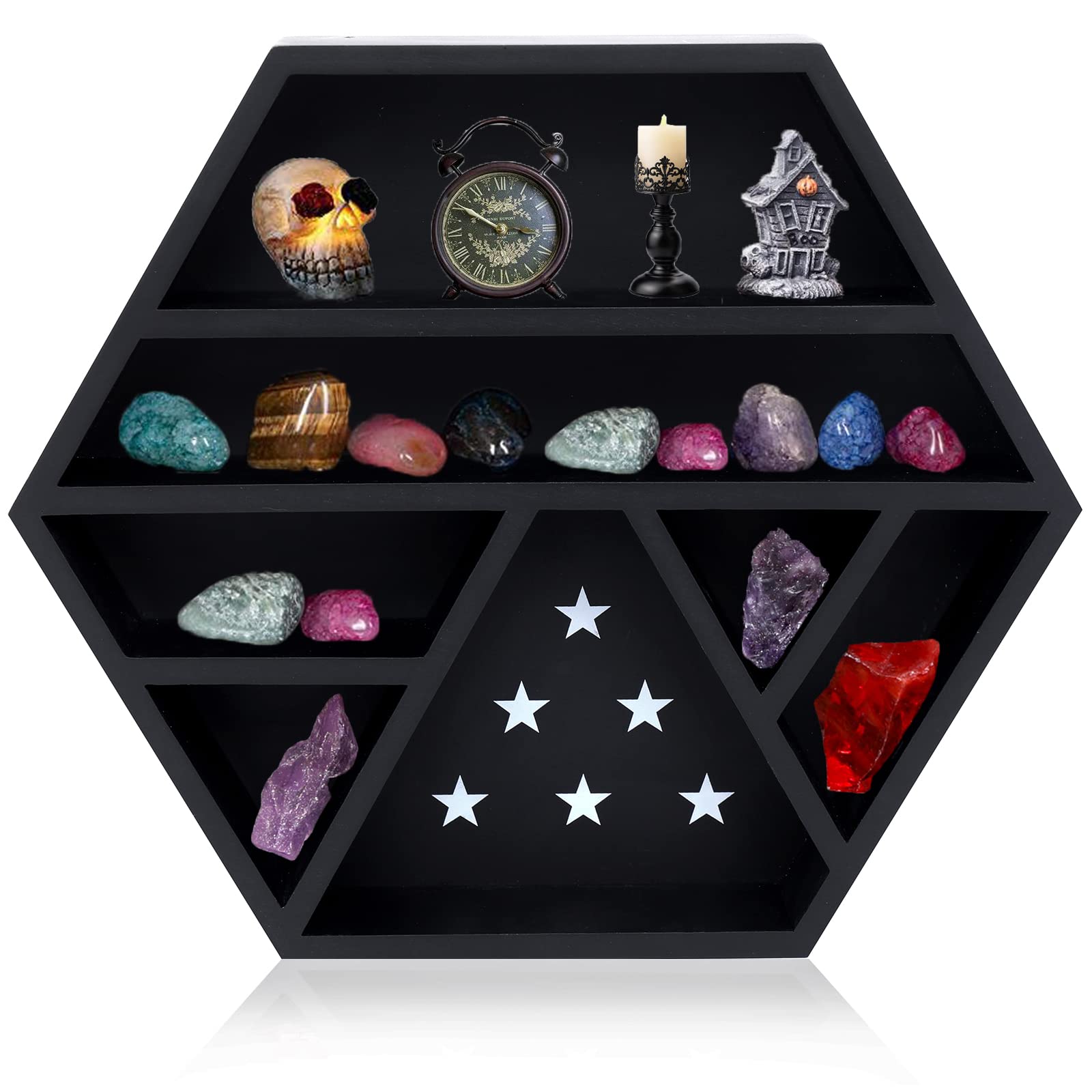 LYDWOO8D Hexagon Crystal Shelf Floating Shelves Crystal Holder,Crystal Shelf Display Shelf ...